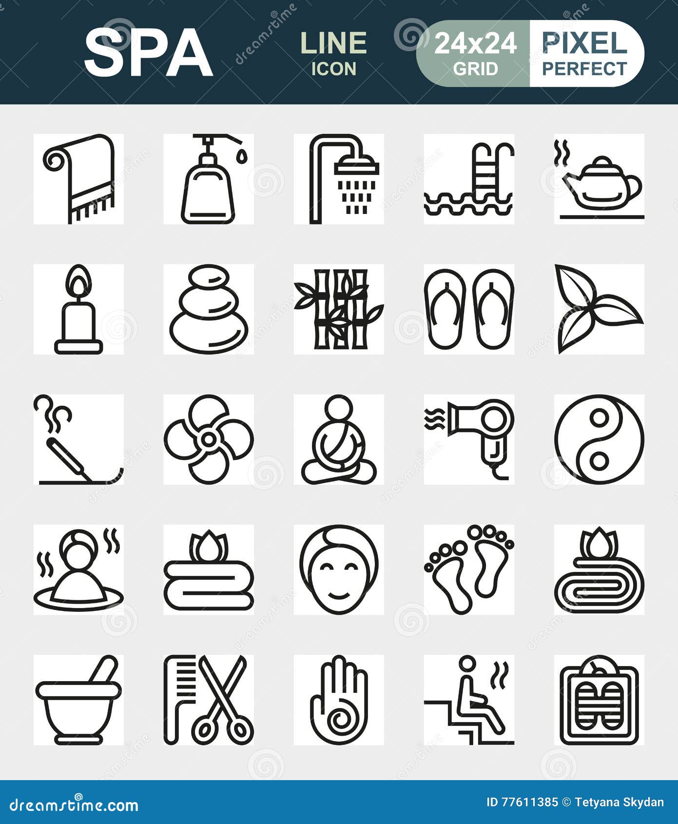 Outline Web Icon Set - Spa, Beauty Stock Illustration - Illustration of ...