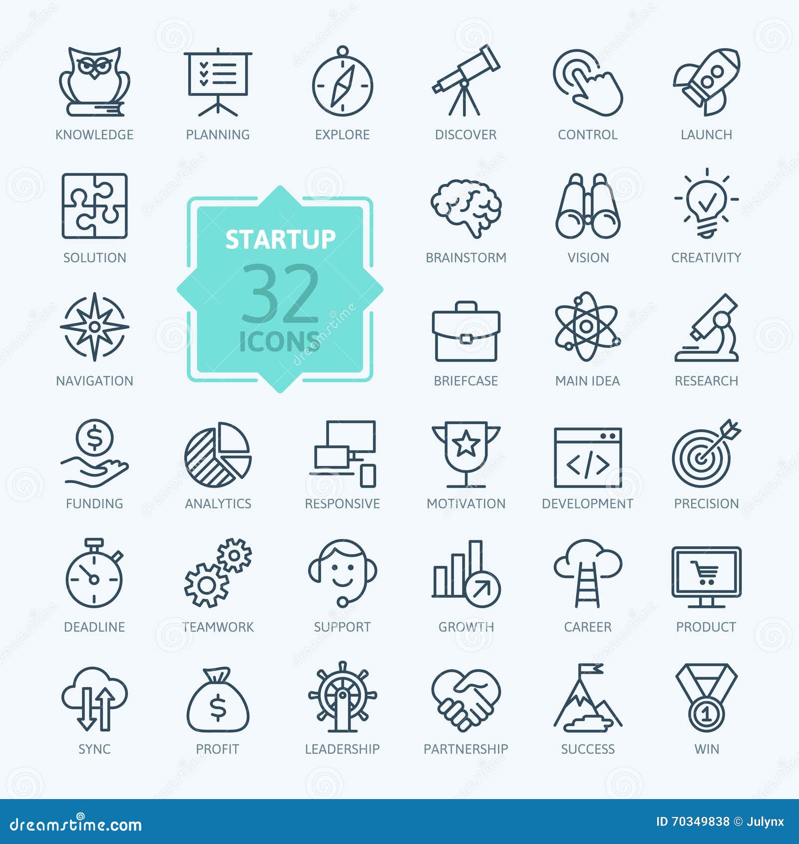 Outline Web Icon Set - Start-up Project Stock Vector - Illustration of ...