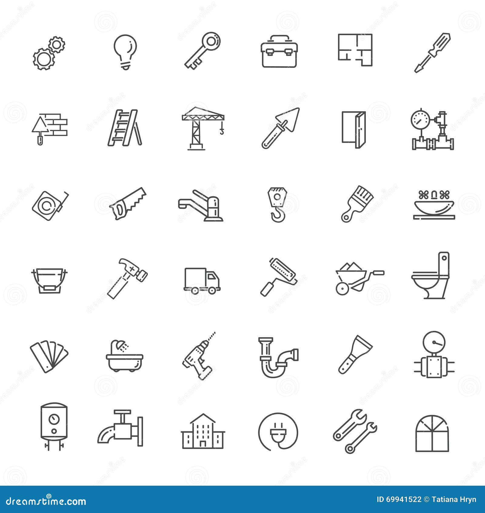 Outline Web Icons Set - Construction, Home Repair Tools Stock Vector ...