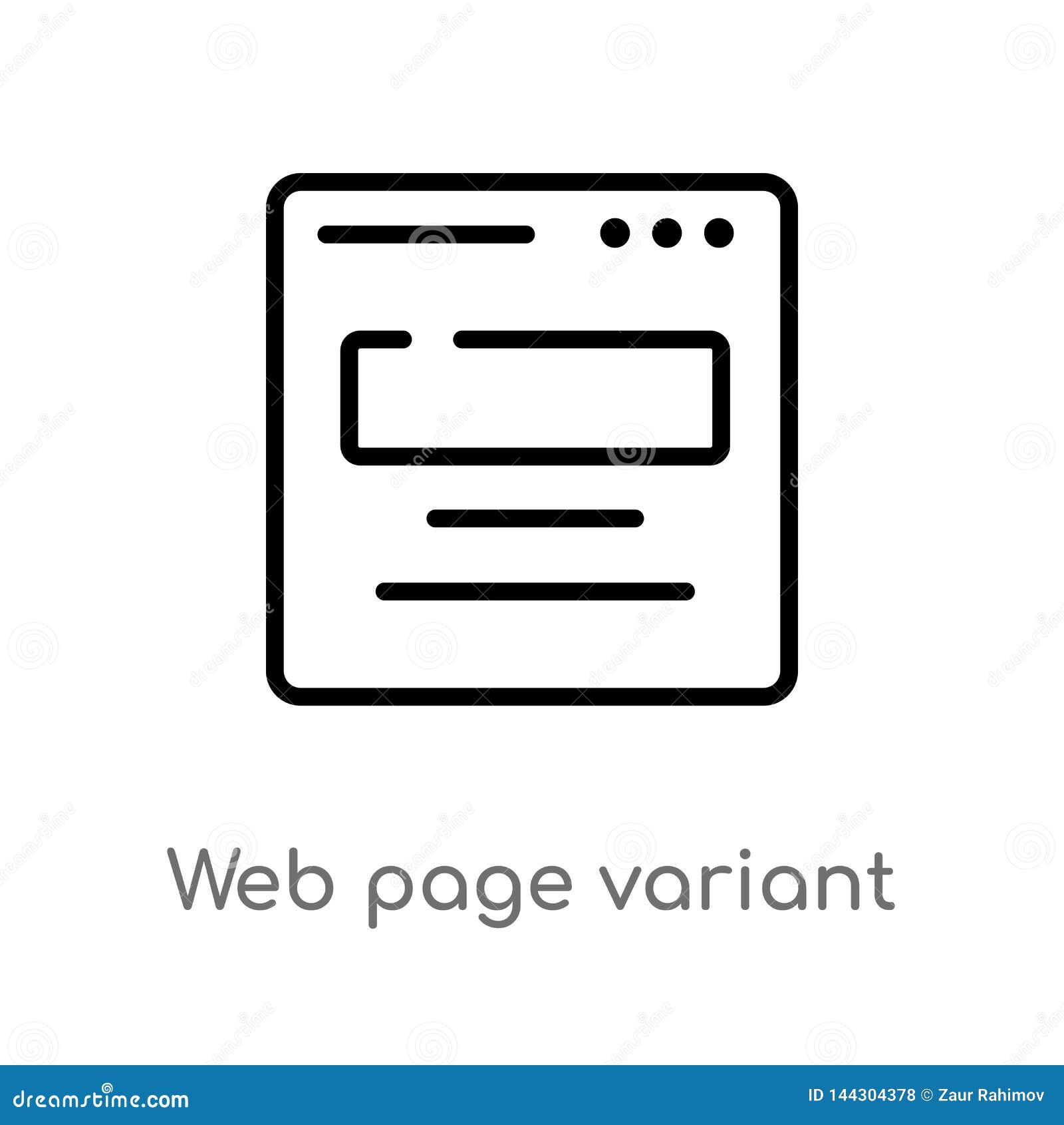 Outline Web Page Variant Vector Icon. Isolated Black Simple Line ...