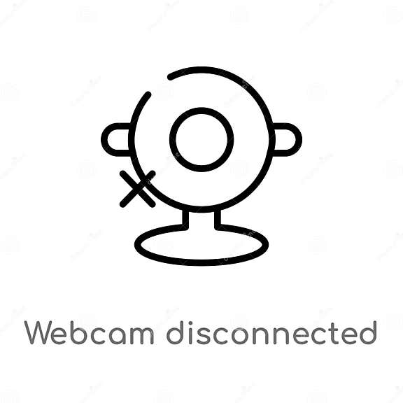 Outline Webcam Disconnected Vector Icon. Isolated Black Simple Line ...