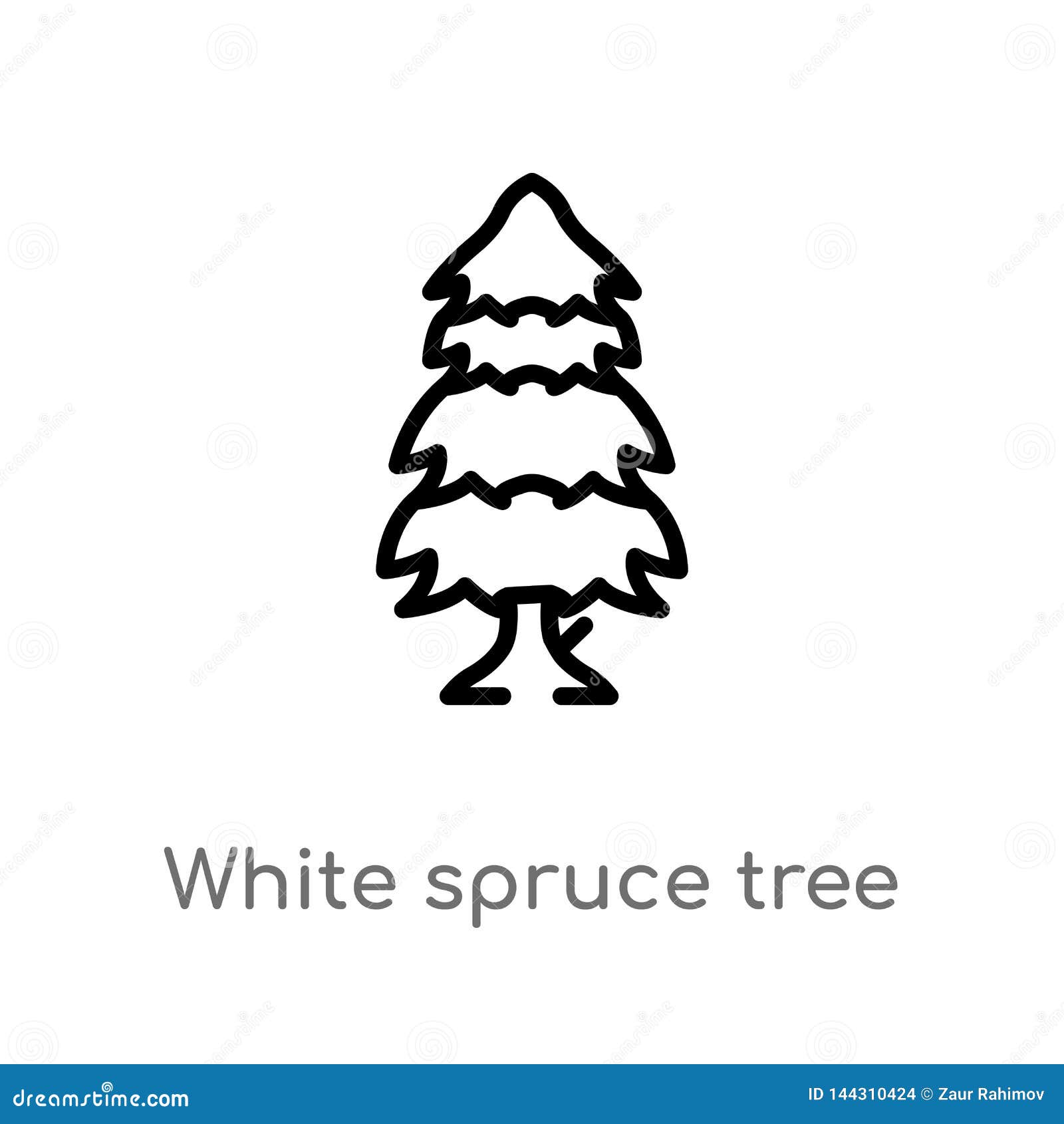 Outline White Spruce Tree Vector Icon. Isolated Black Simple Line ...