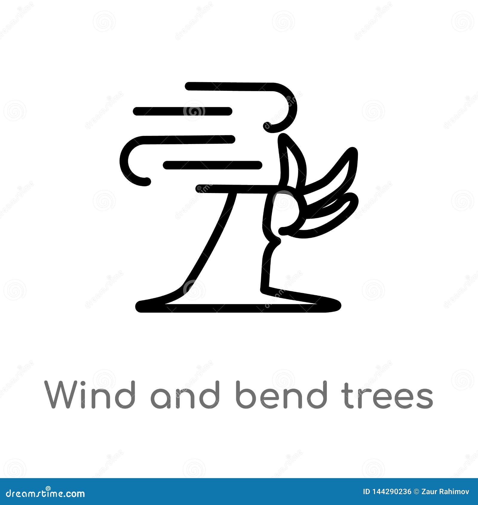 Outline Wind and Bend Trees Vector Icon. Isolated Black Simple Line ...
