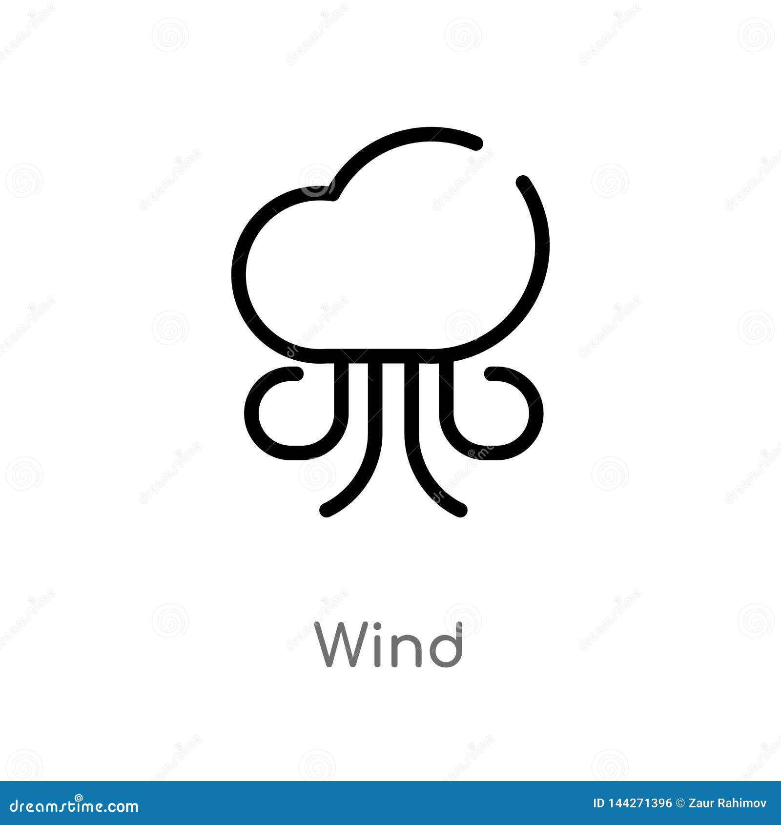 Outline Wind Vector Icon. Isolated Black Simple Line Element ...