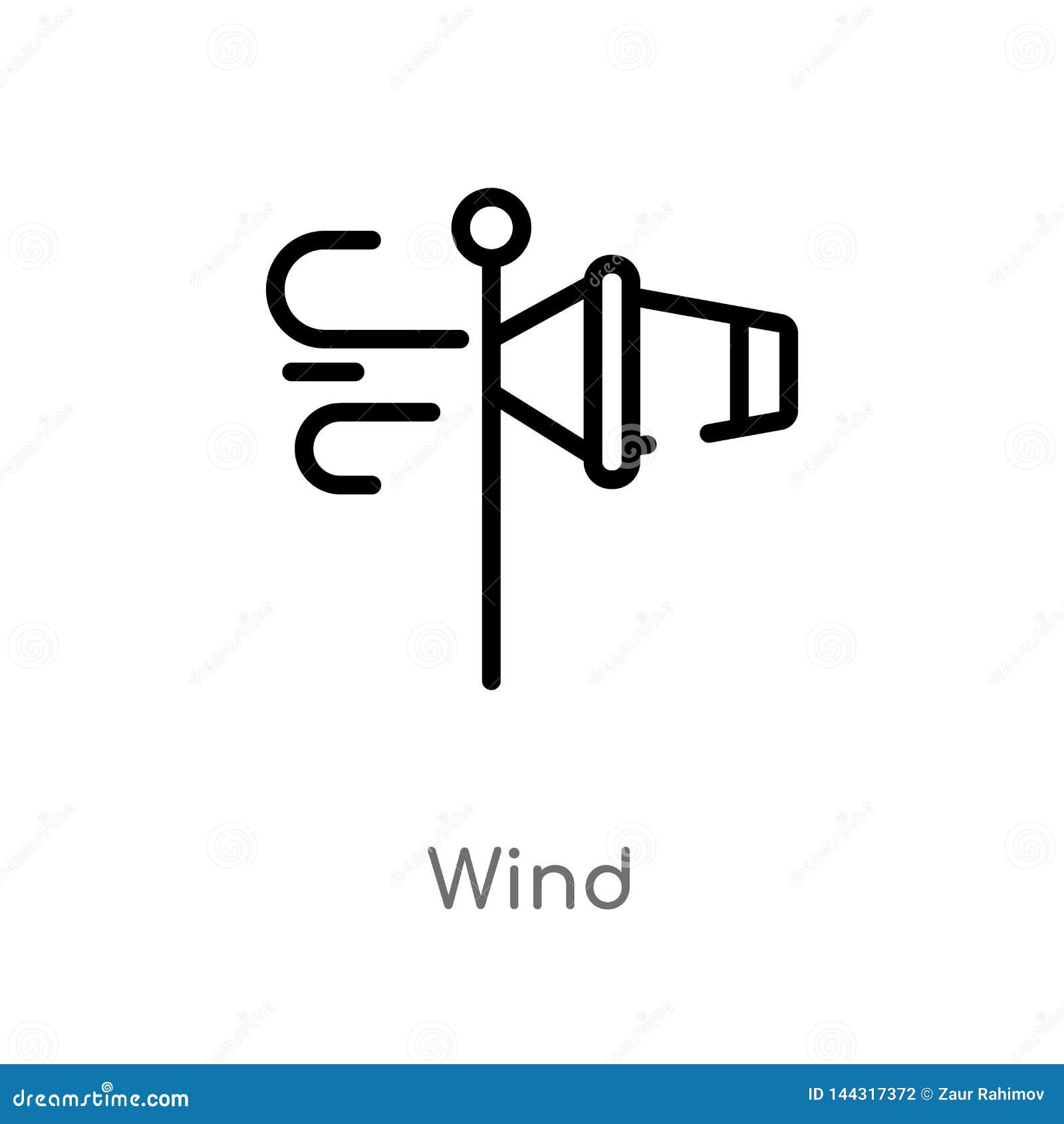 Outline Wind Vector Icon. Isolated Black Simple Line Element ...
