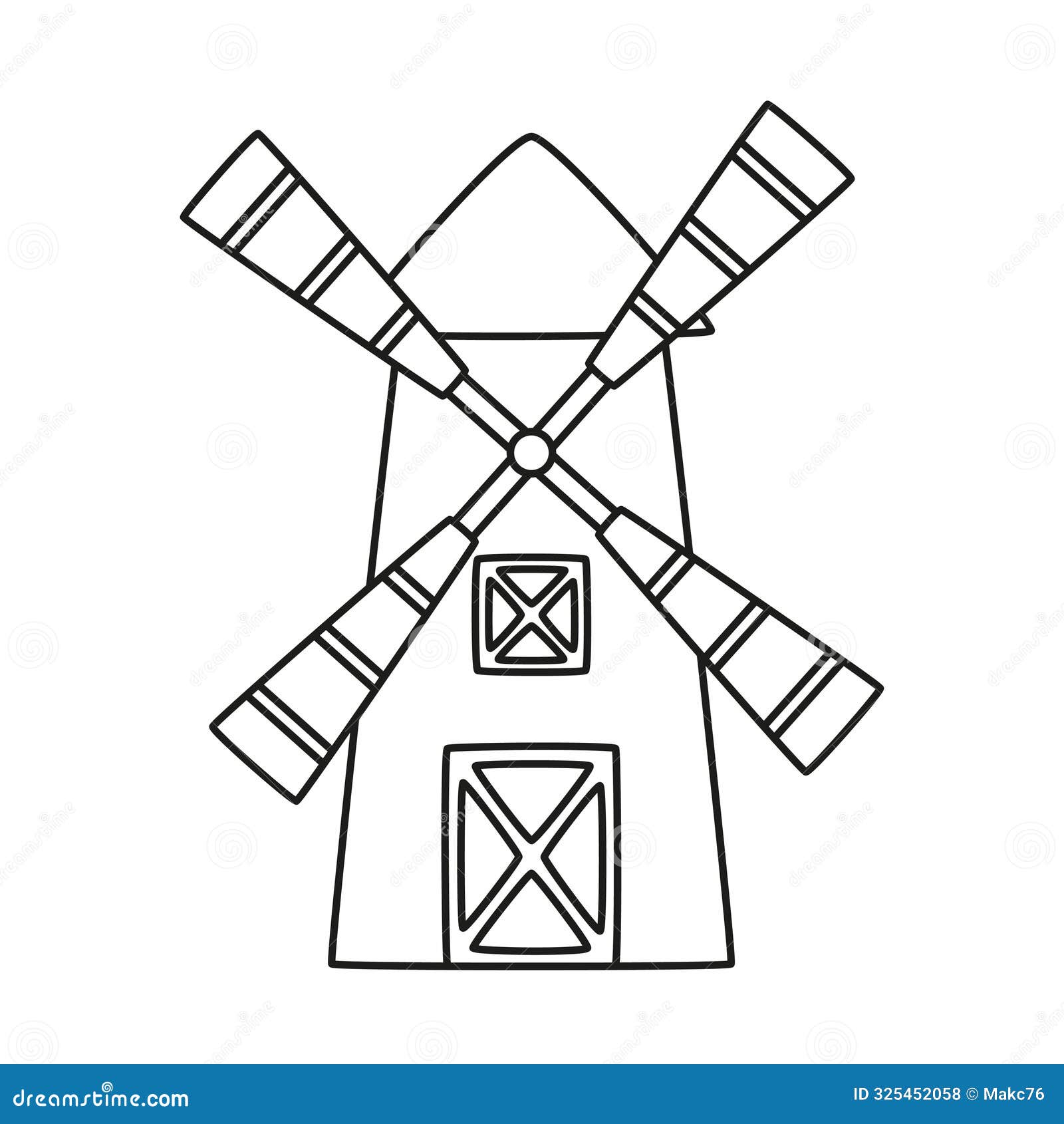 Outline windmill isolated stock vector. Illustration of isolated ...