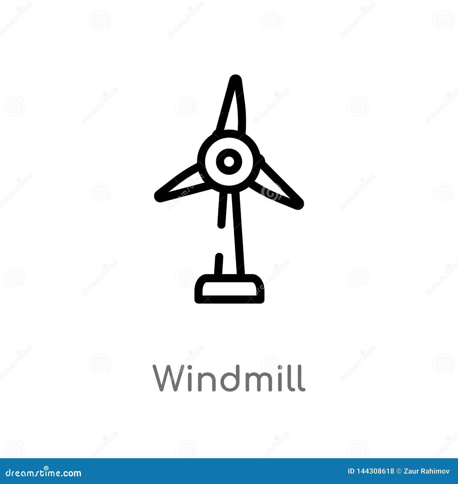 Outline Windmill Vector Icon. Isolated Black Simple Line Element ...
