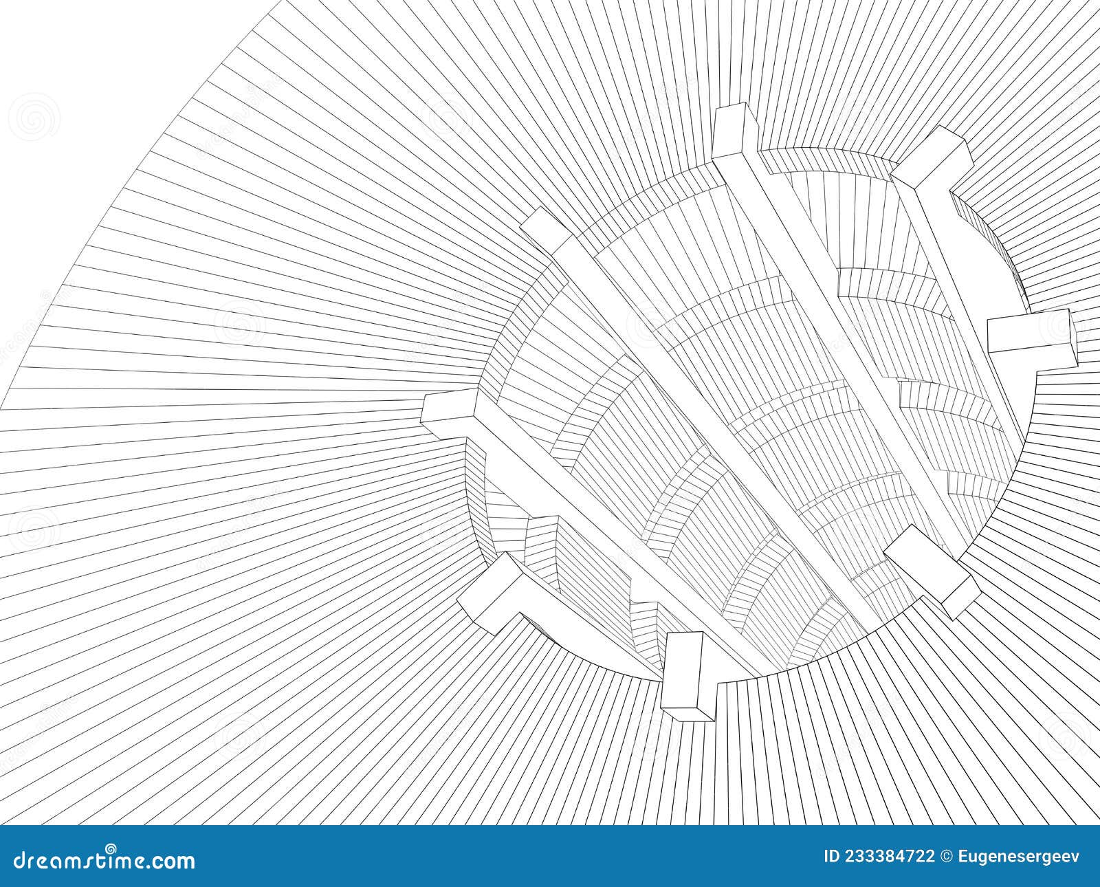 Outline Wire Frame Round Object Model, Contour Lines Isolated on White ...