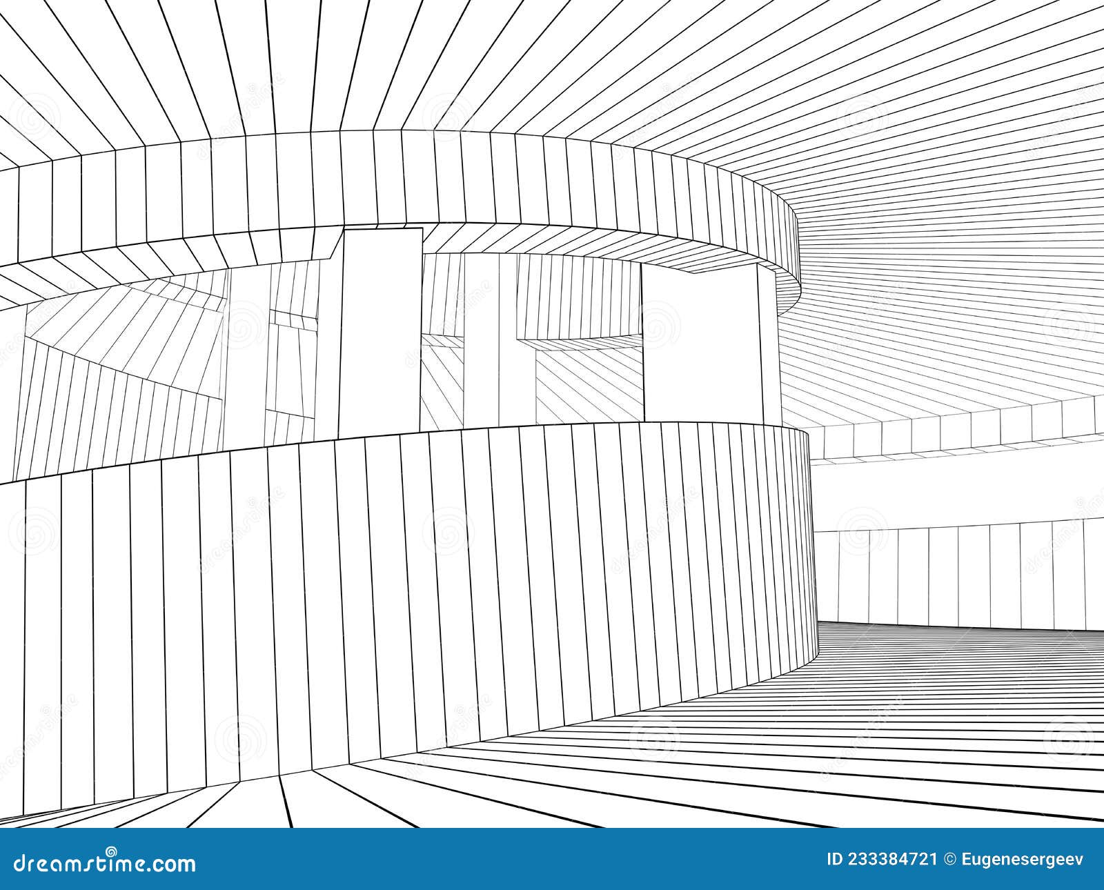 Outline Wire Frame Round Tower Interior Model Draft, Contour Lines 3d ...