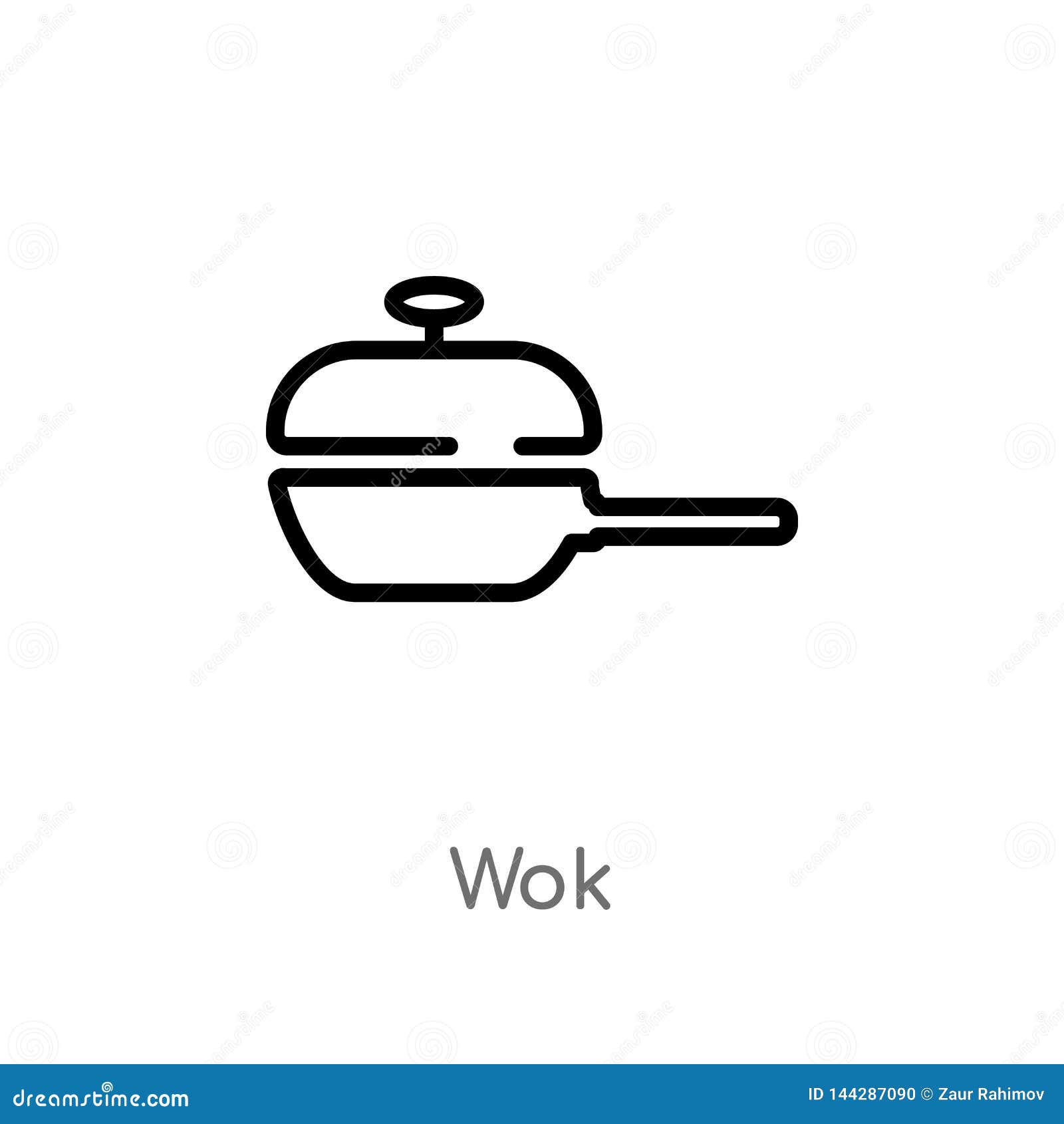 Outline Wok Vector Icon. Isolated Black Simple Line Element ...