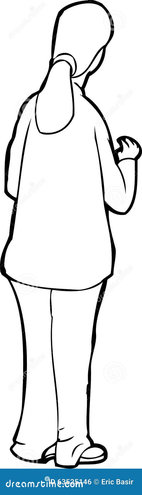 Outline of Woman from Back View Stock Illustration - Illustration of ...