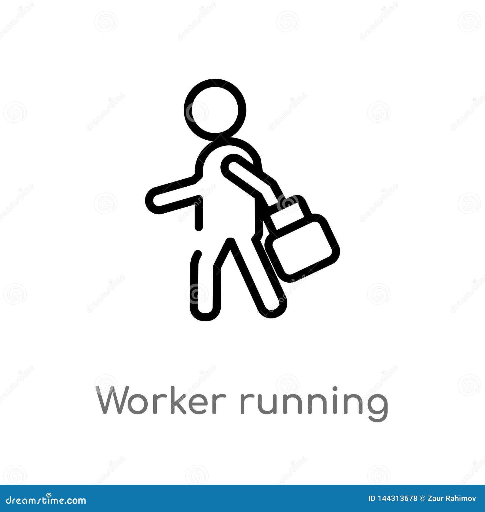 Outline Worker Running Vector Icon. Isolated Black Simple Line Element ...