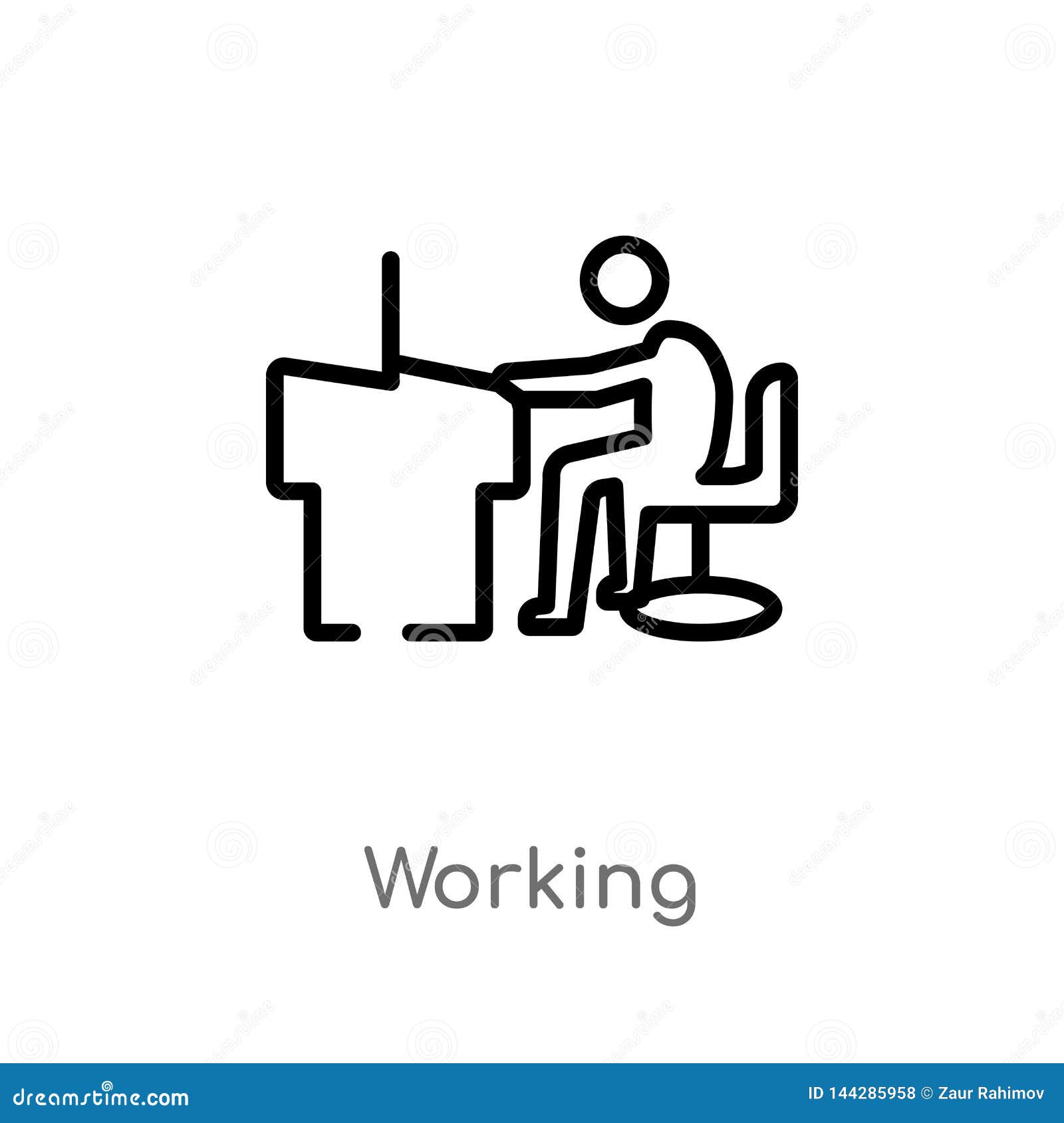 Outline Working Vector Icon. Isolated Black Simple Line Element ...