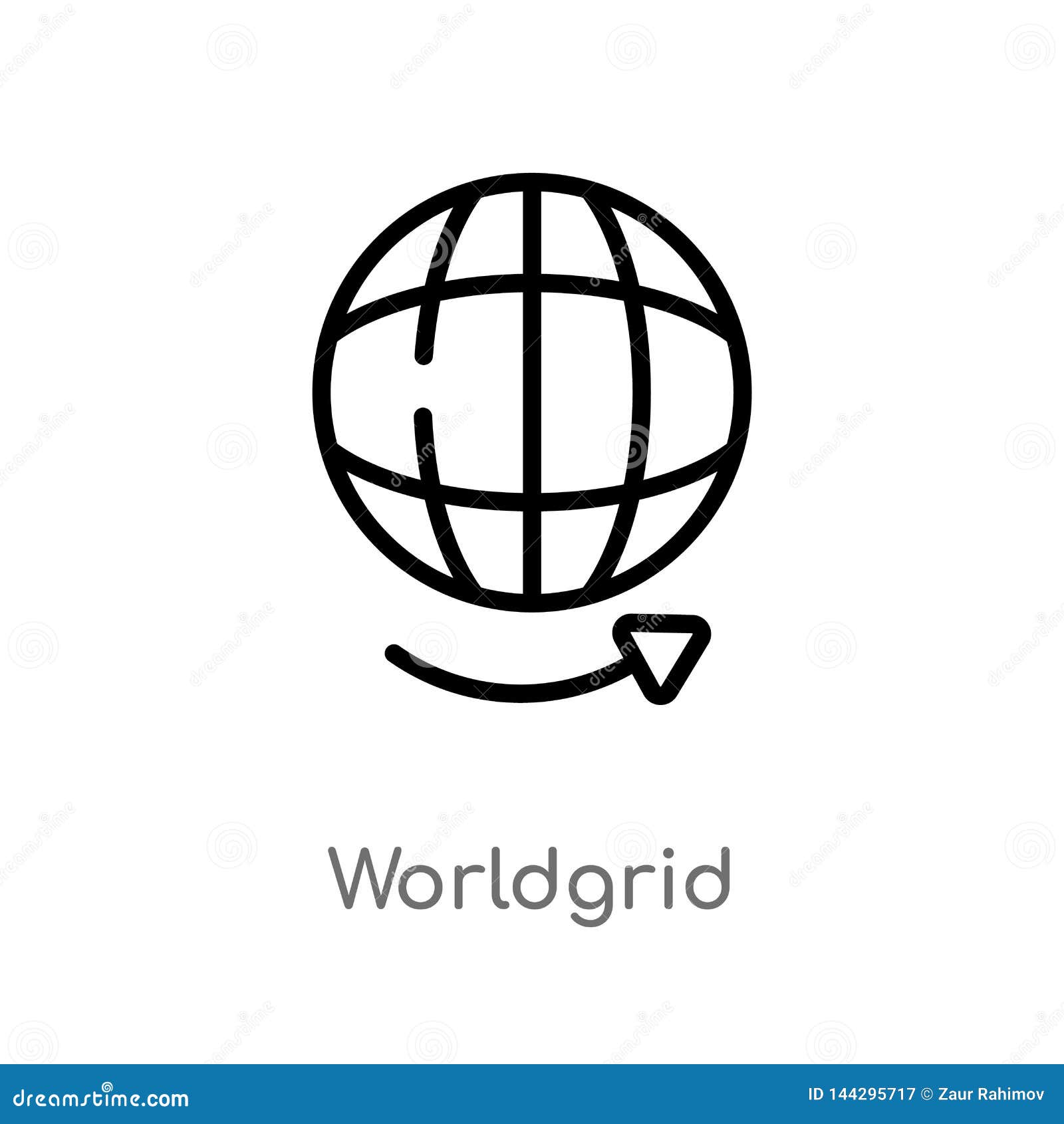 Outline Worldgrid Vector Icon. Isolated Black Simple Line Element ...