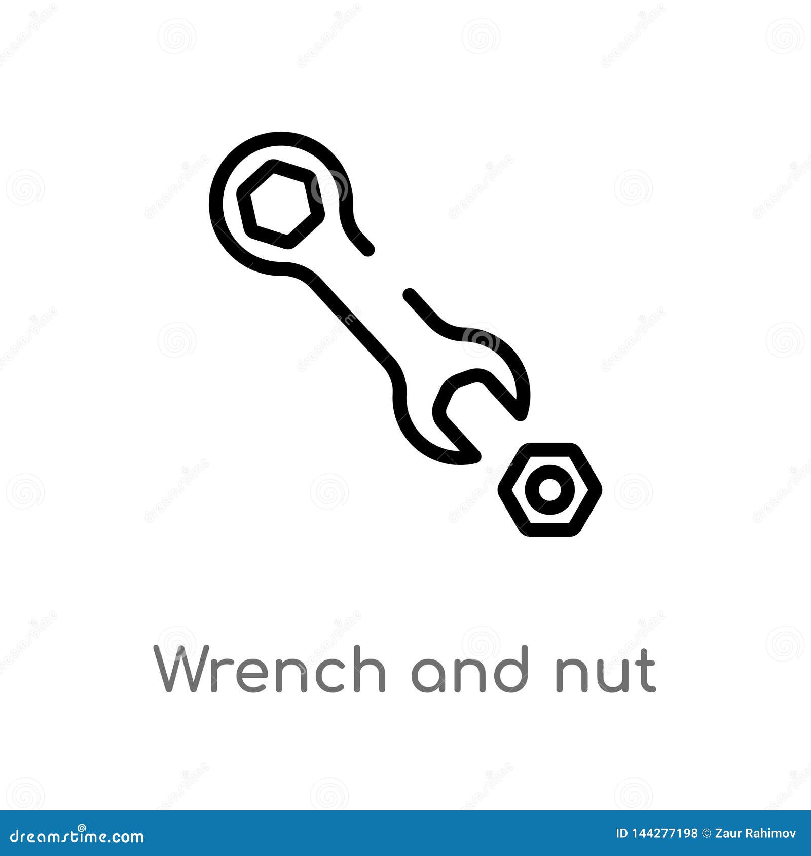 Outline Wrench and Nut Vector Icon. Isolated Black Simple Line Element ... Outline Wrench and Nut Vector Icon. Isolated Black Simple Line Element ...