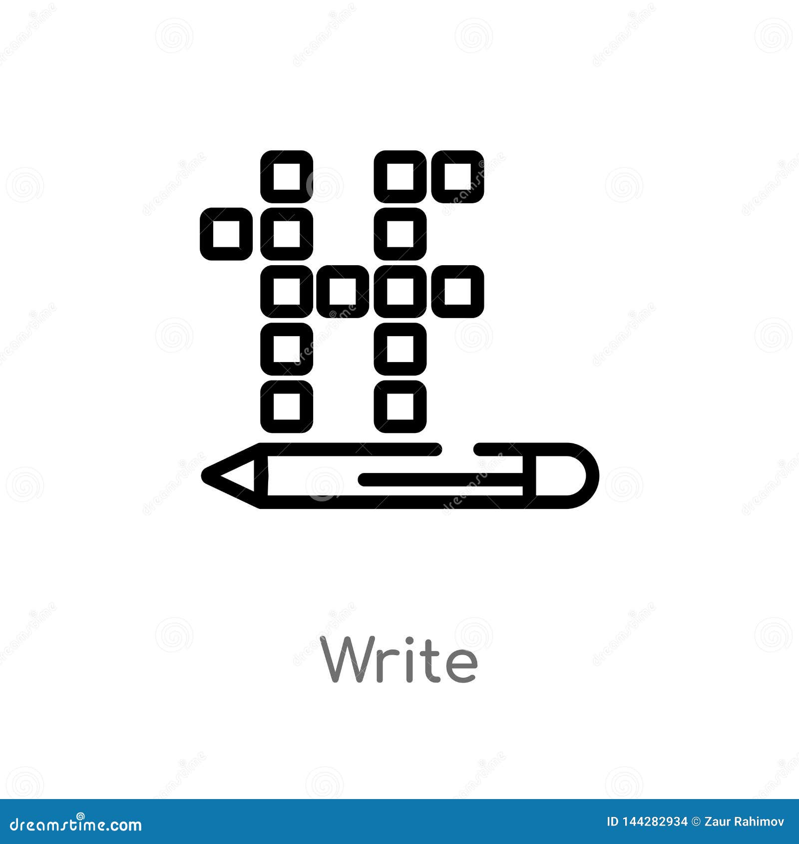 Outline Write Vector Icon. Isolated Black Simple Line Element ...