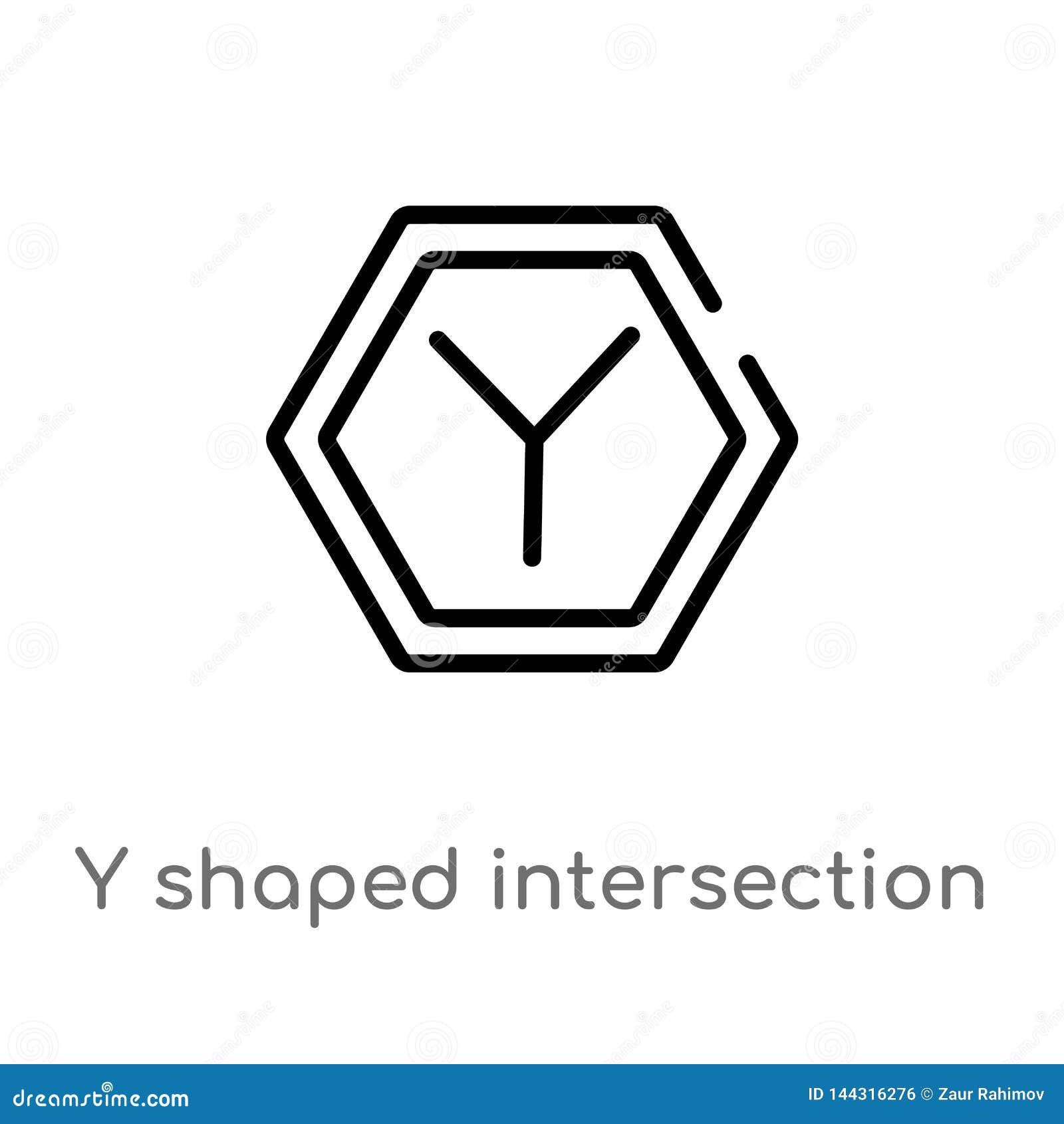 Outline Y Shaped Intersection Vector Icon. Isolated Black Simple Line ...