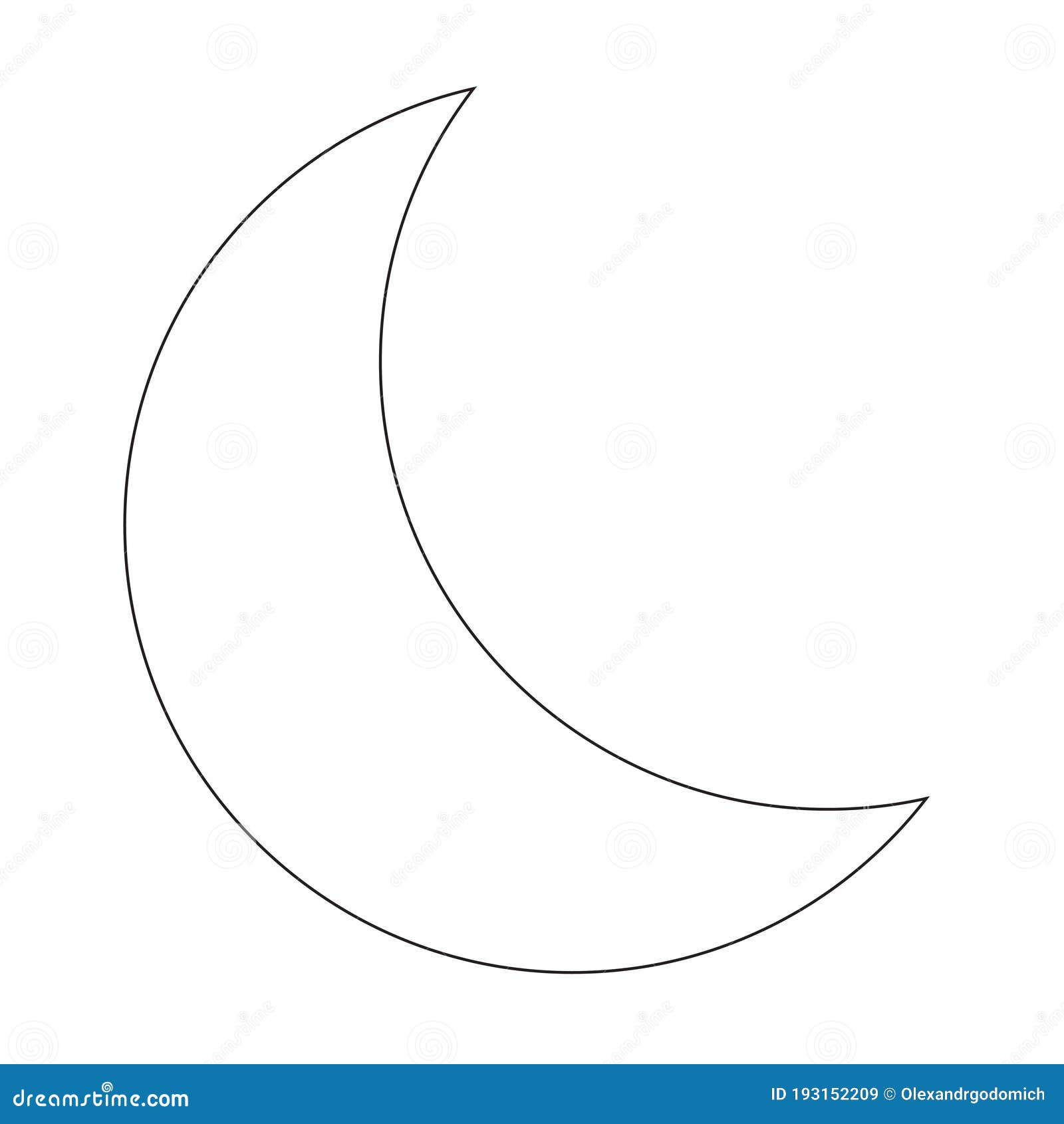 Outline Young Moon Icon. Half Moon Symbol Stock Illustration ...