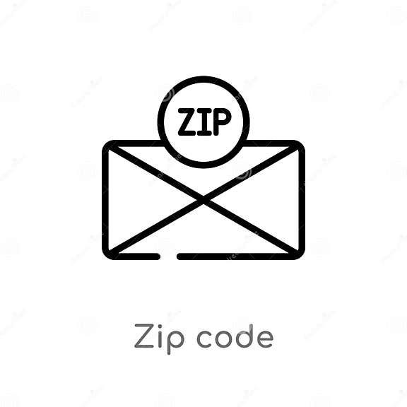 Outline Zip Code Vector Icon. Isolated Black Simple Line Element ...