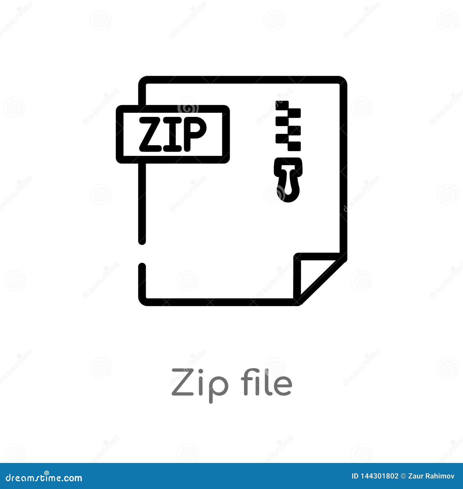 Outline Zip File Vector Icon. Isolated Black Simple Line Element ...