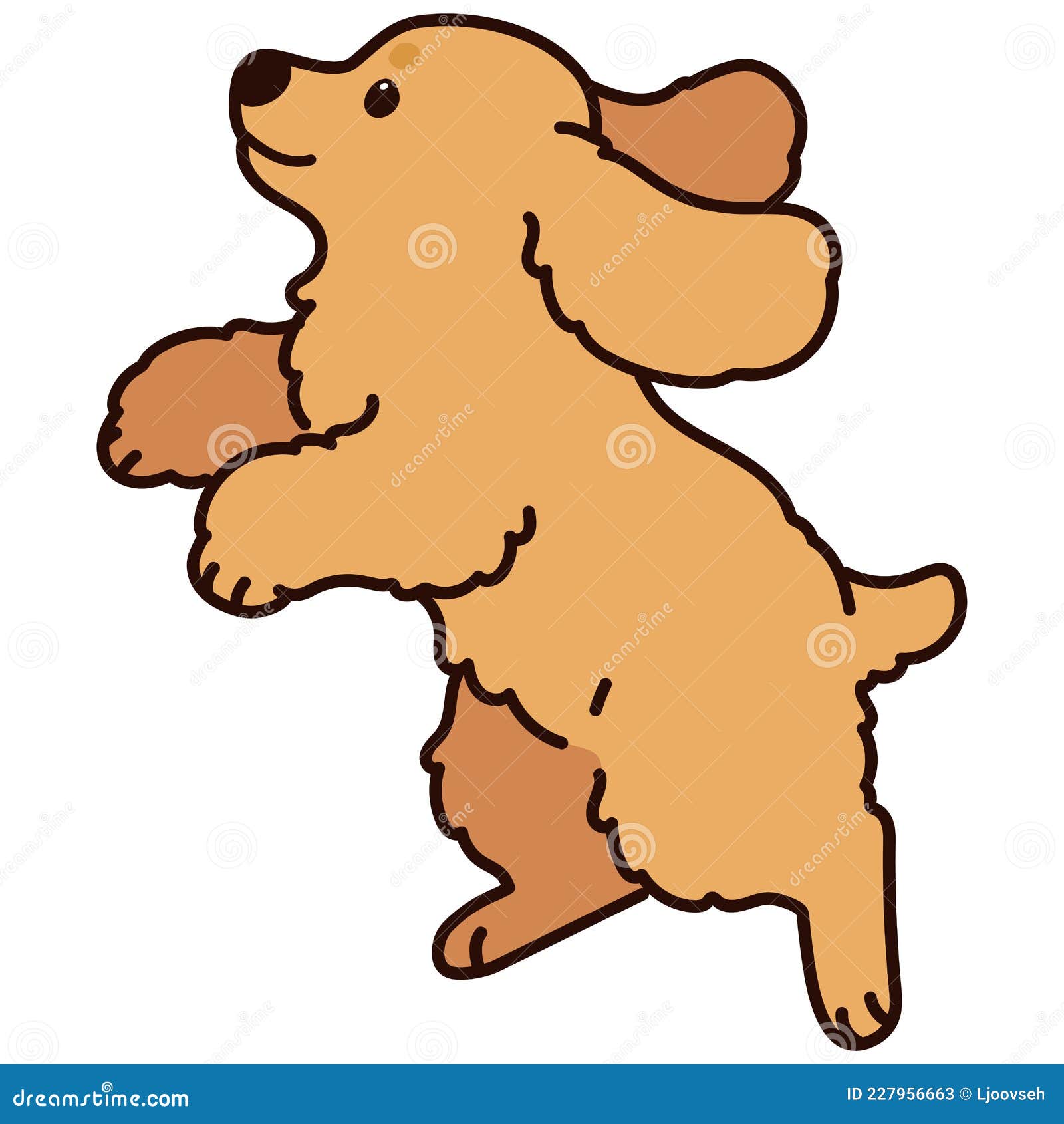Outlined Adorable Simple English Cocker Spaniel Jumping in Side View ...