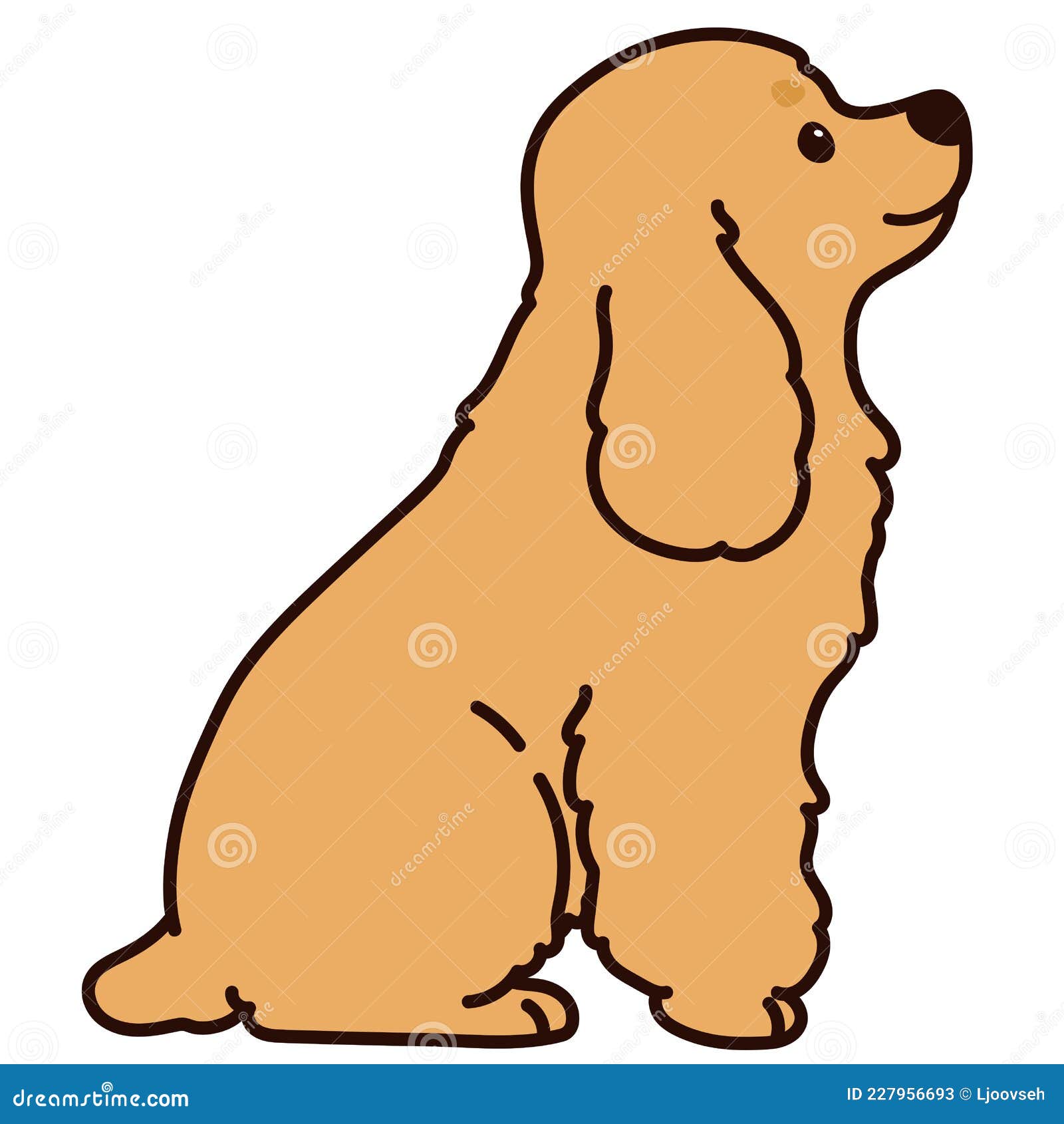 Outlined Adorable Simple English Cocker Spaniel Sitting in Side View ...