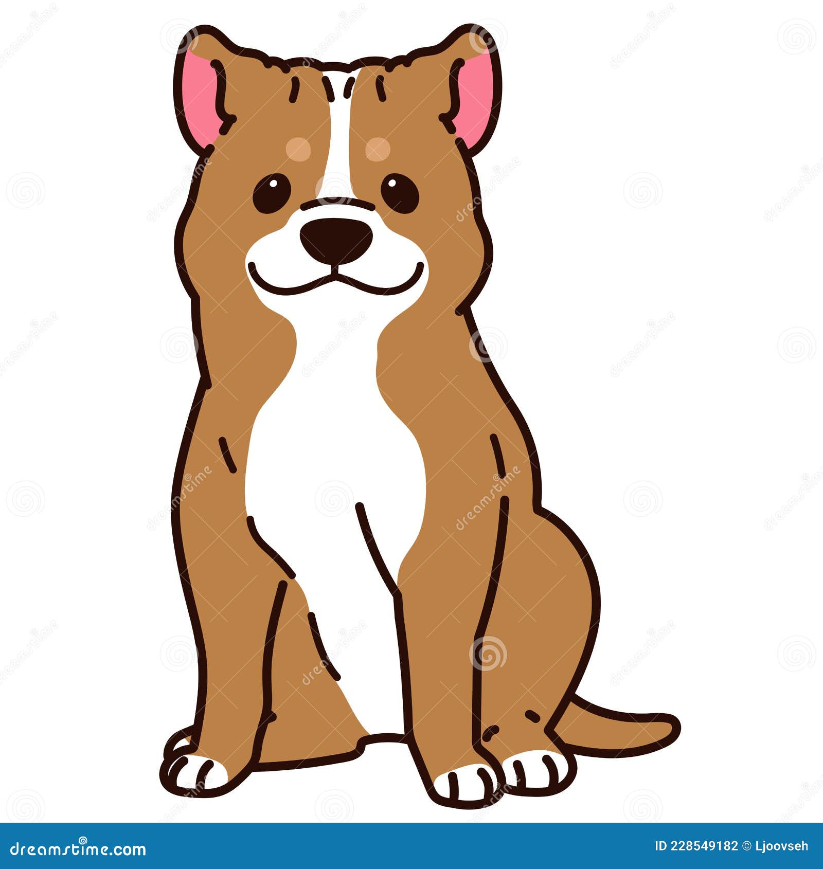 Outlined Adorable and Simple Pitbull Sitting in Front View Stock Vector ...
