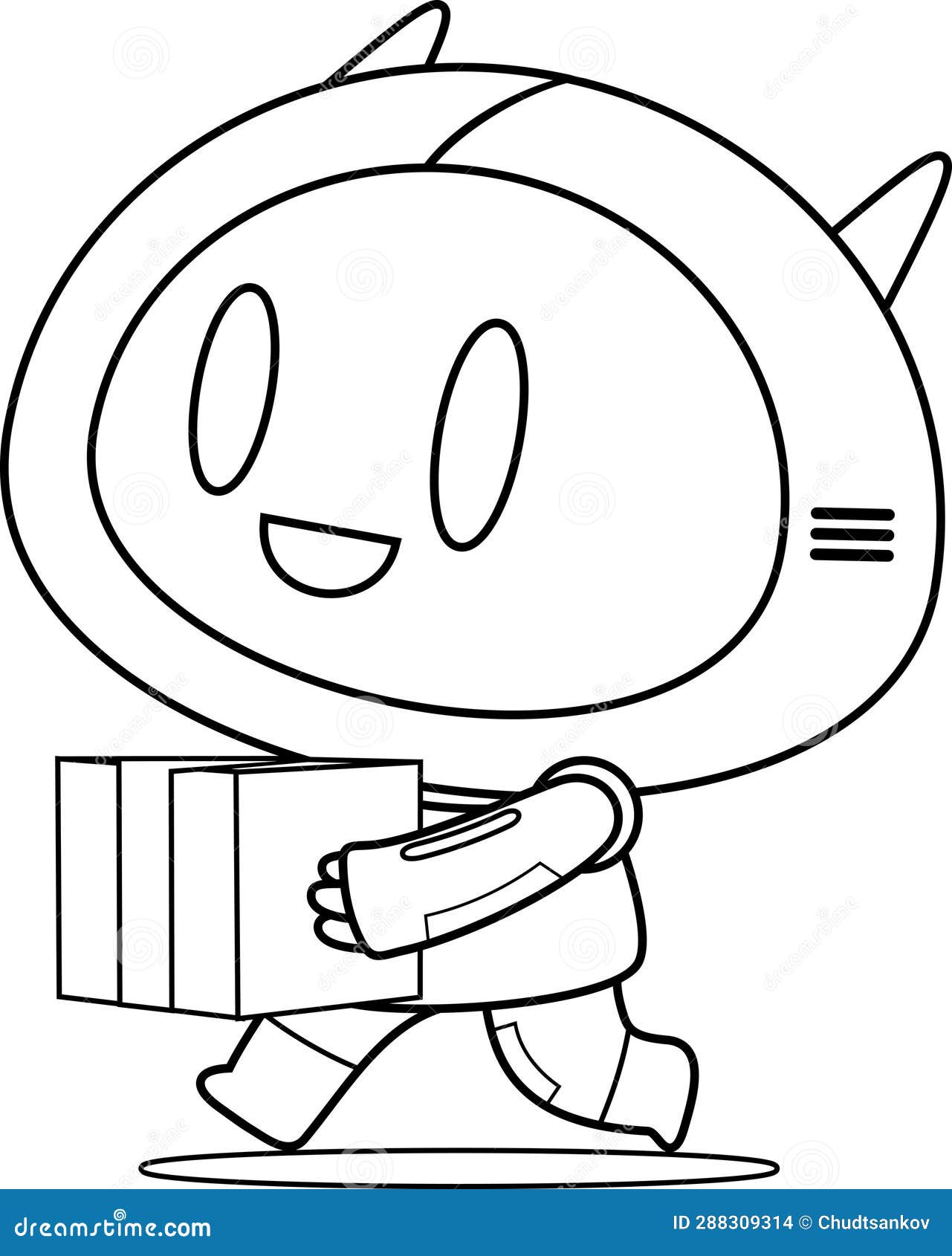 Outlined AI Robot Chat Bot Cartoon Character Delivery a Box Stock ... Outlined AI Robot Chat Bot Cartoon Character Delivery a Box Stock ...