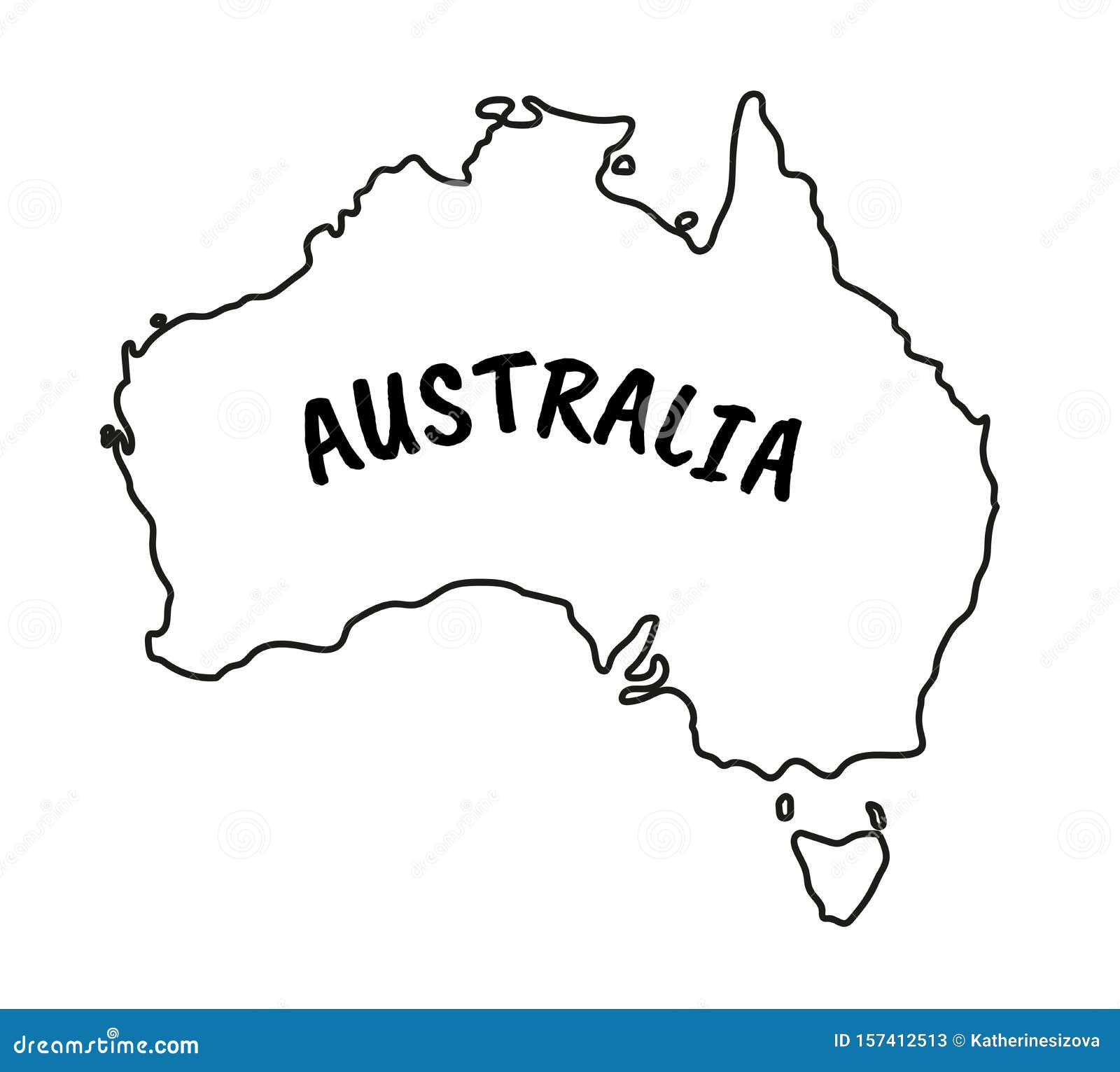 Outlined Australia Map Country Silhouette Vector Drawing Template ...