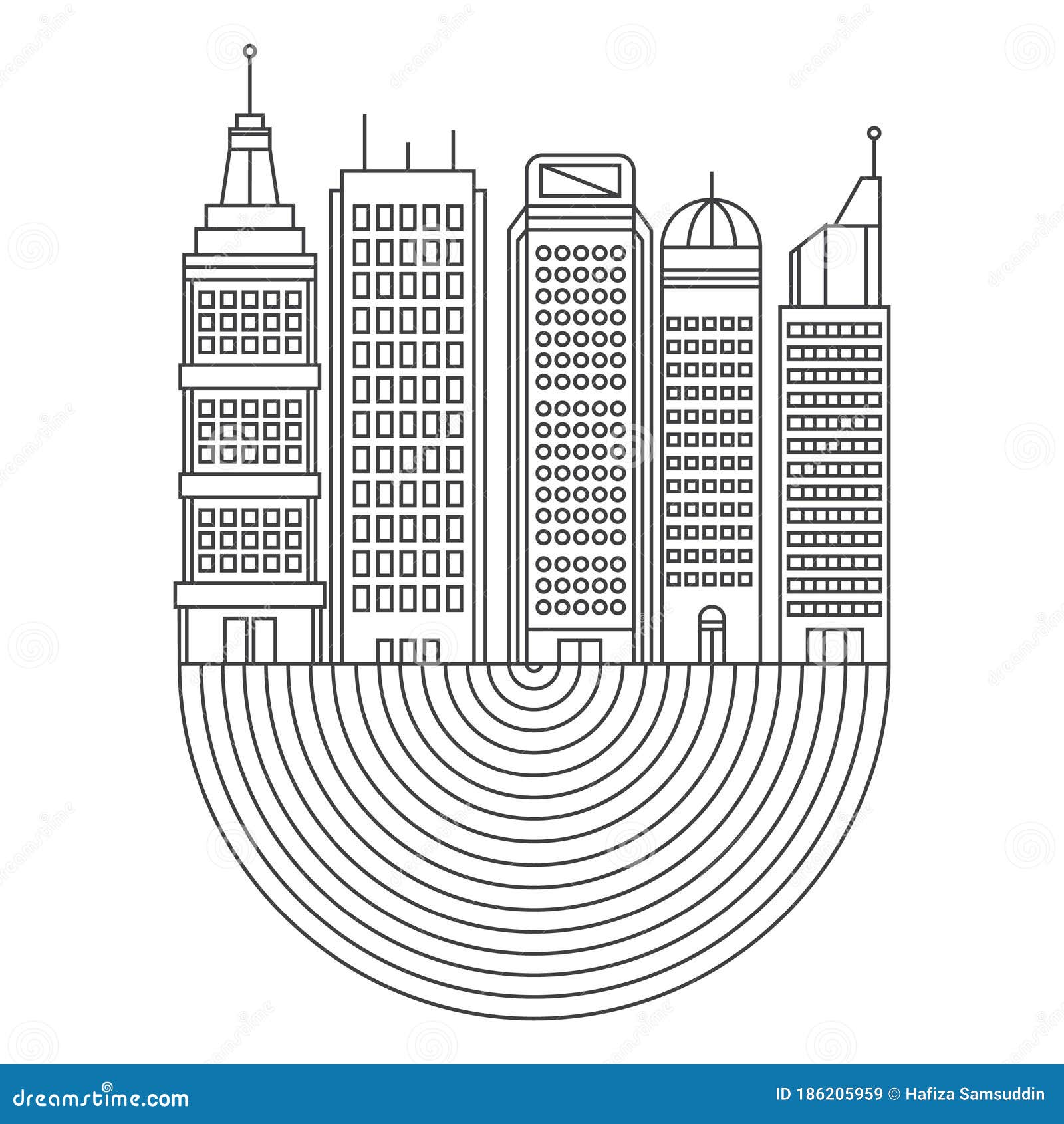 Outlined Buildings. Vector Illustration Decorative Design Stock Vector ...