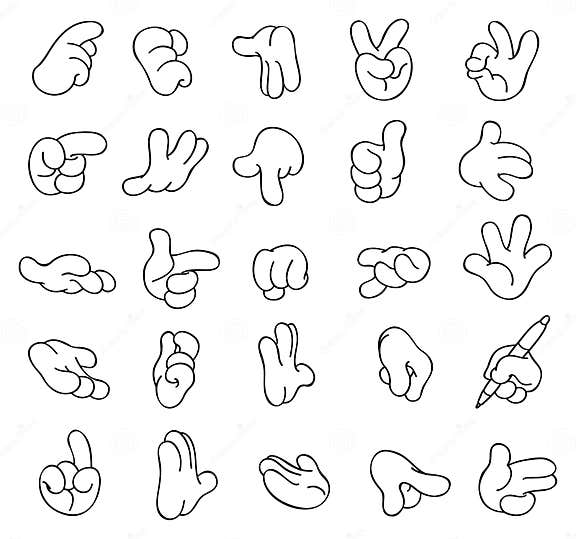 Outlined cartoon hands stock vector. Illustration of cursor - 19731754