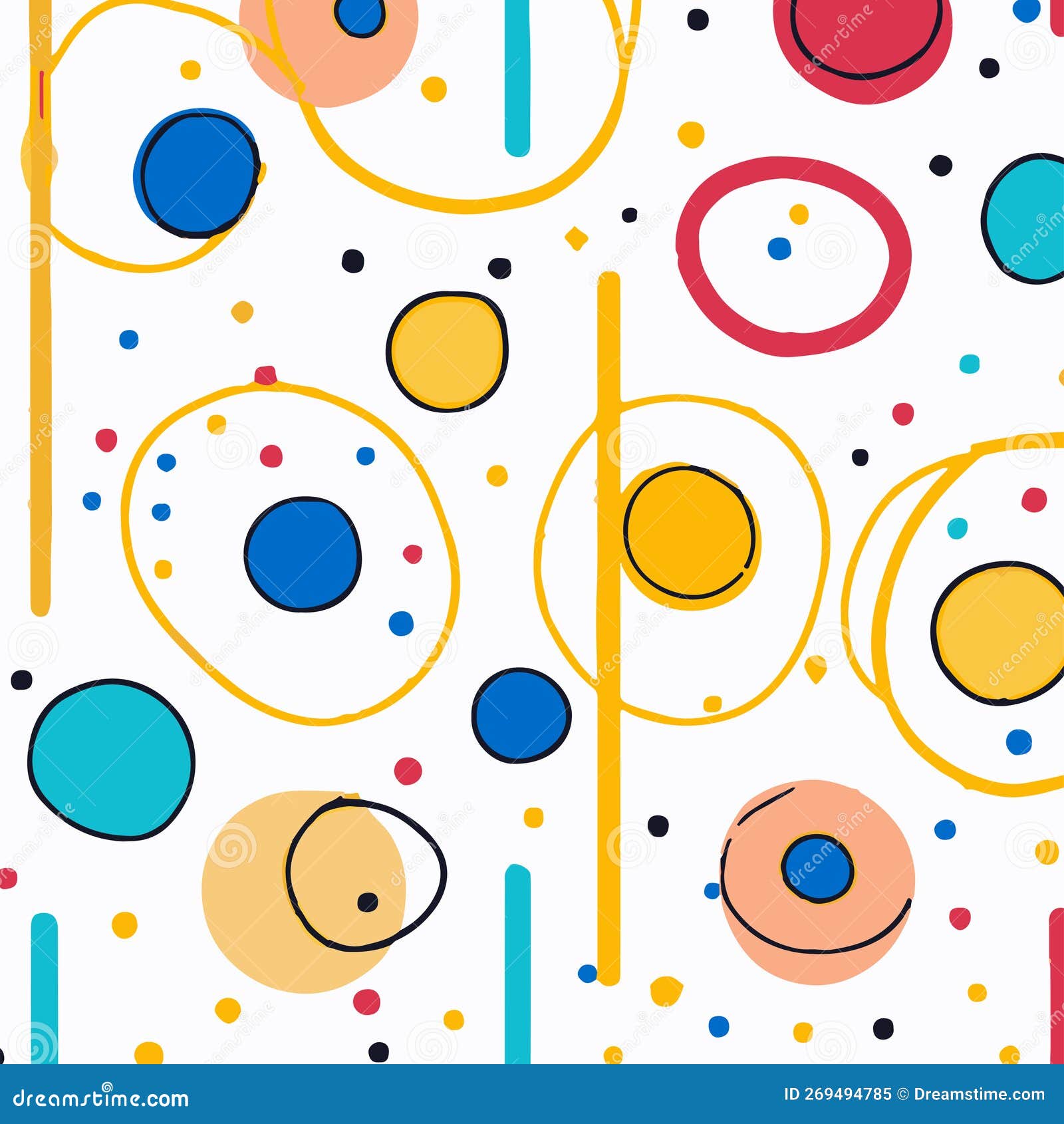 Outlined Circles and Lines and Small Breakouts Vector Background Style ...