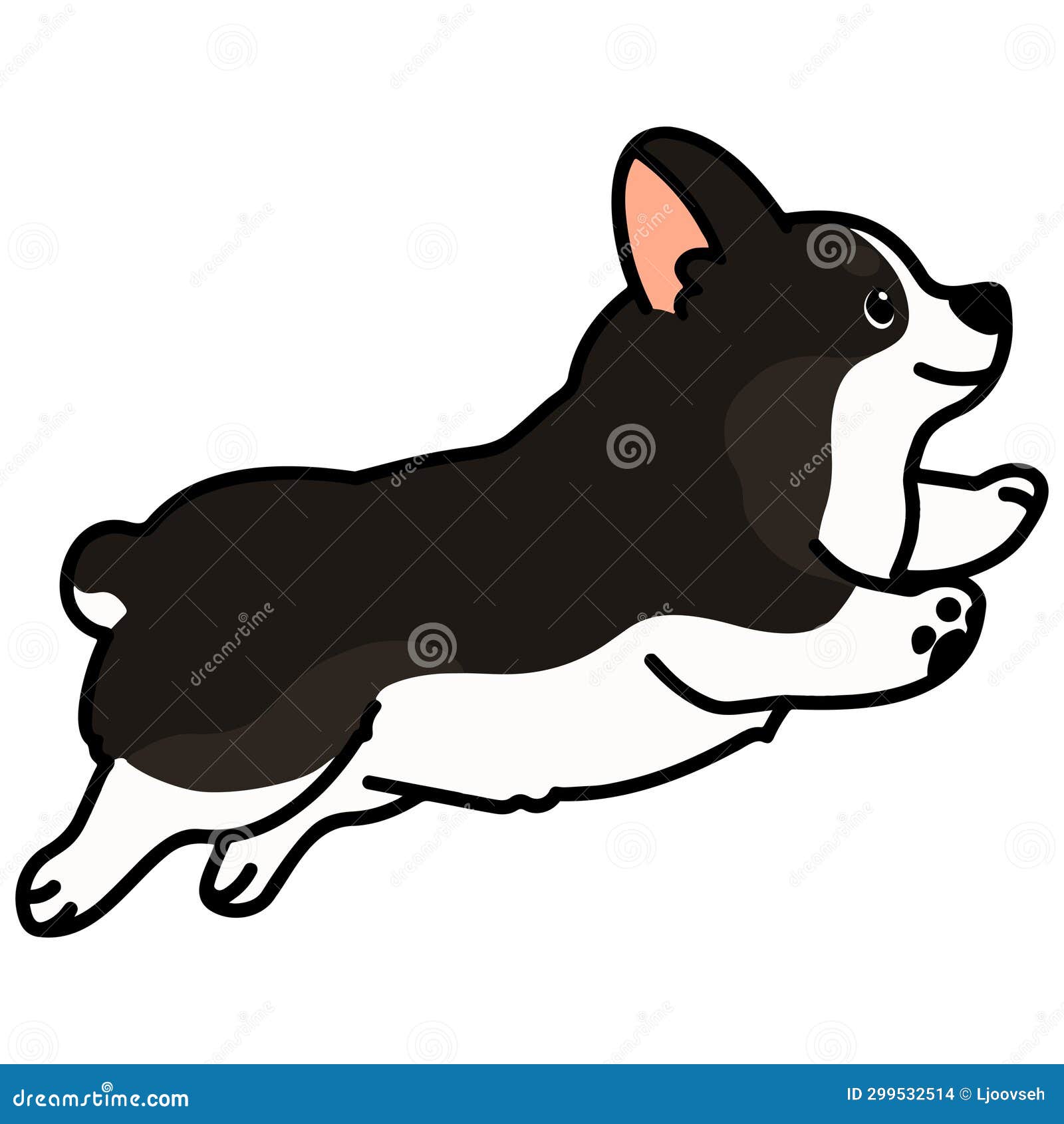 Outlined Cute Black Colored Corgi Jumping in Side View Stock Vector ...