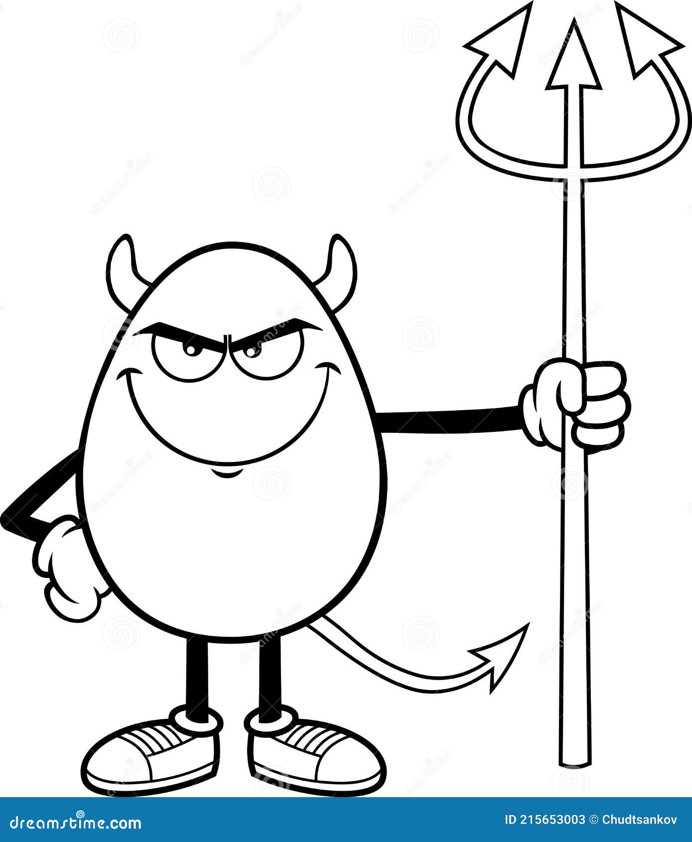 Outlined Deviled Egg Cartoon Character Pointing To a Blank Sign Stock ...