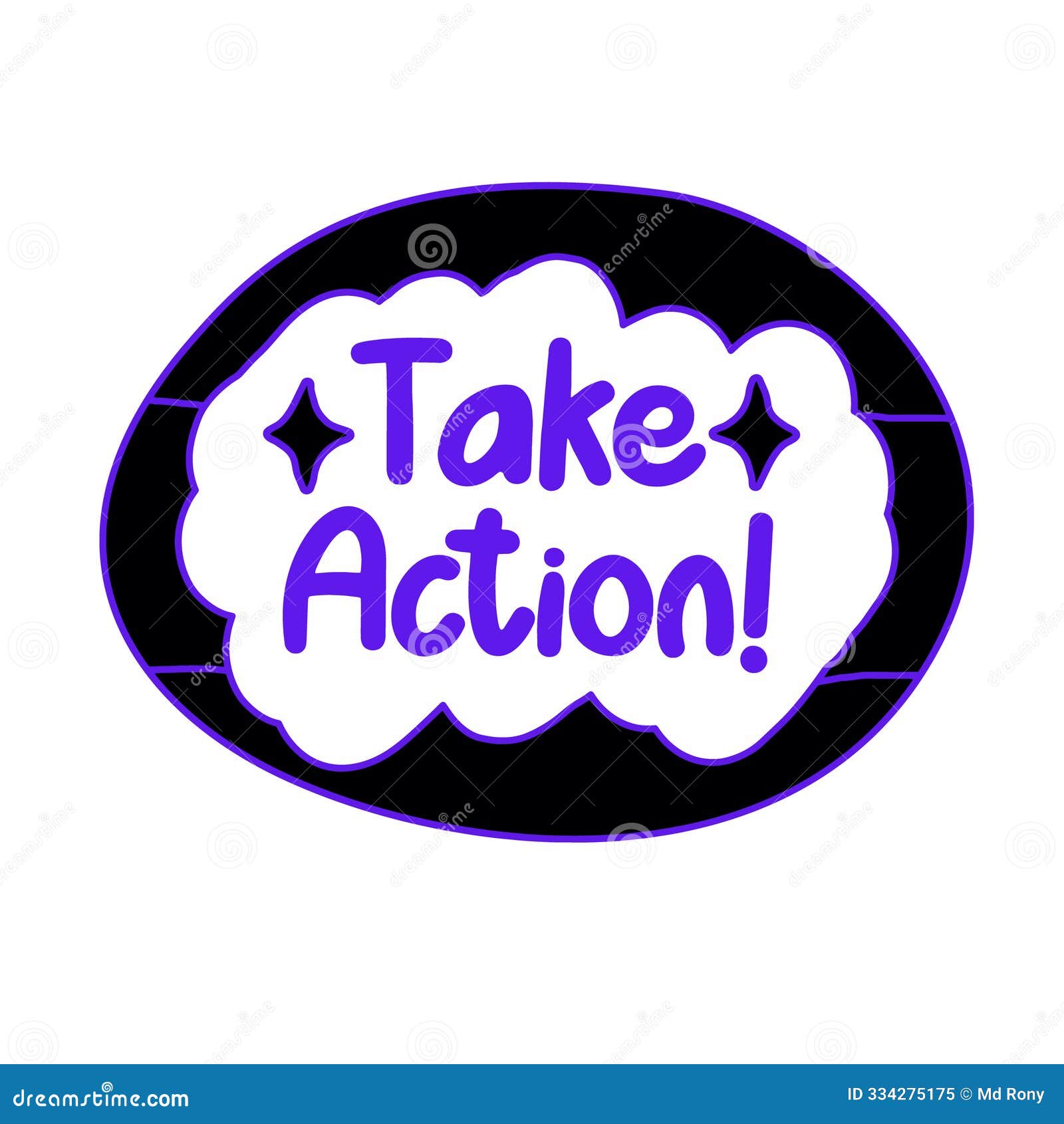 A Purple and Black Sticker with the Words Take Action on it Stock ...