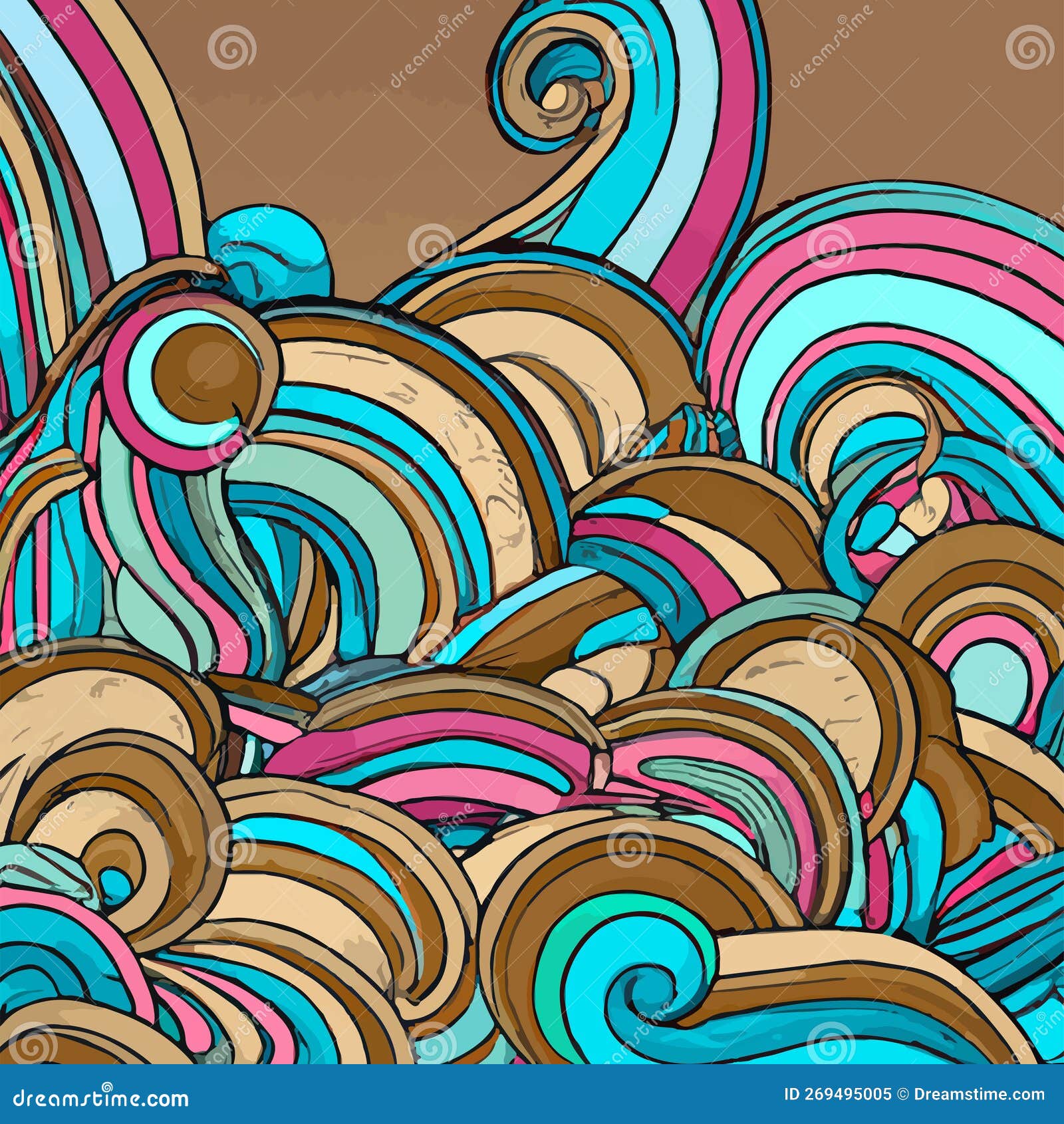 Outlined Doodles Random Colourful Waves Background Stock Vector ...