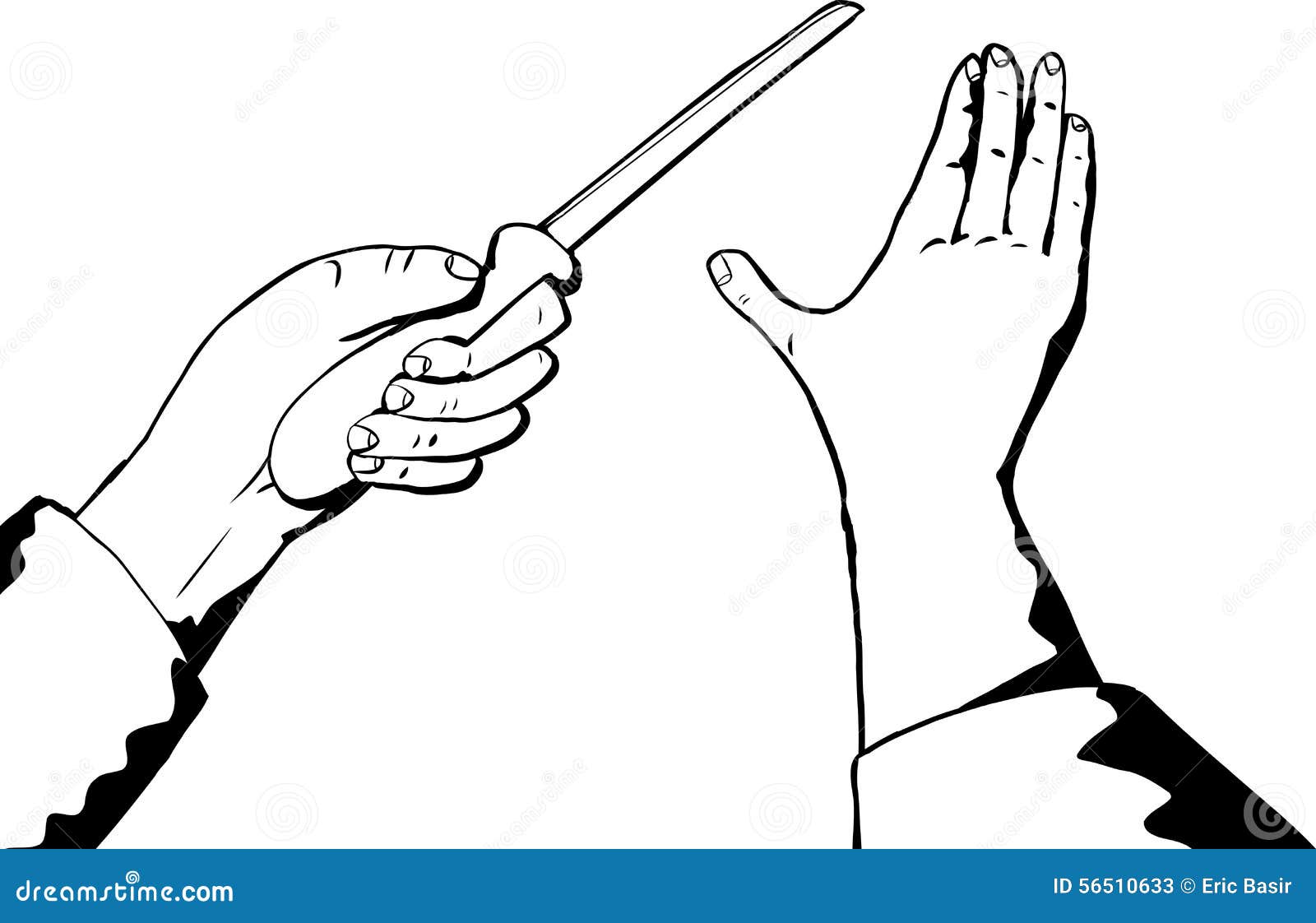 Outlined Hands Chopping with Knife Stock Illustration - Illustration of ...