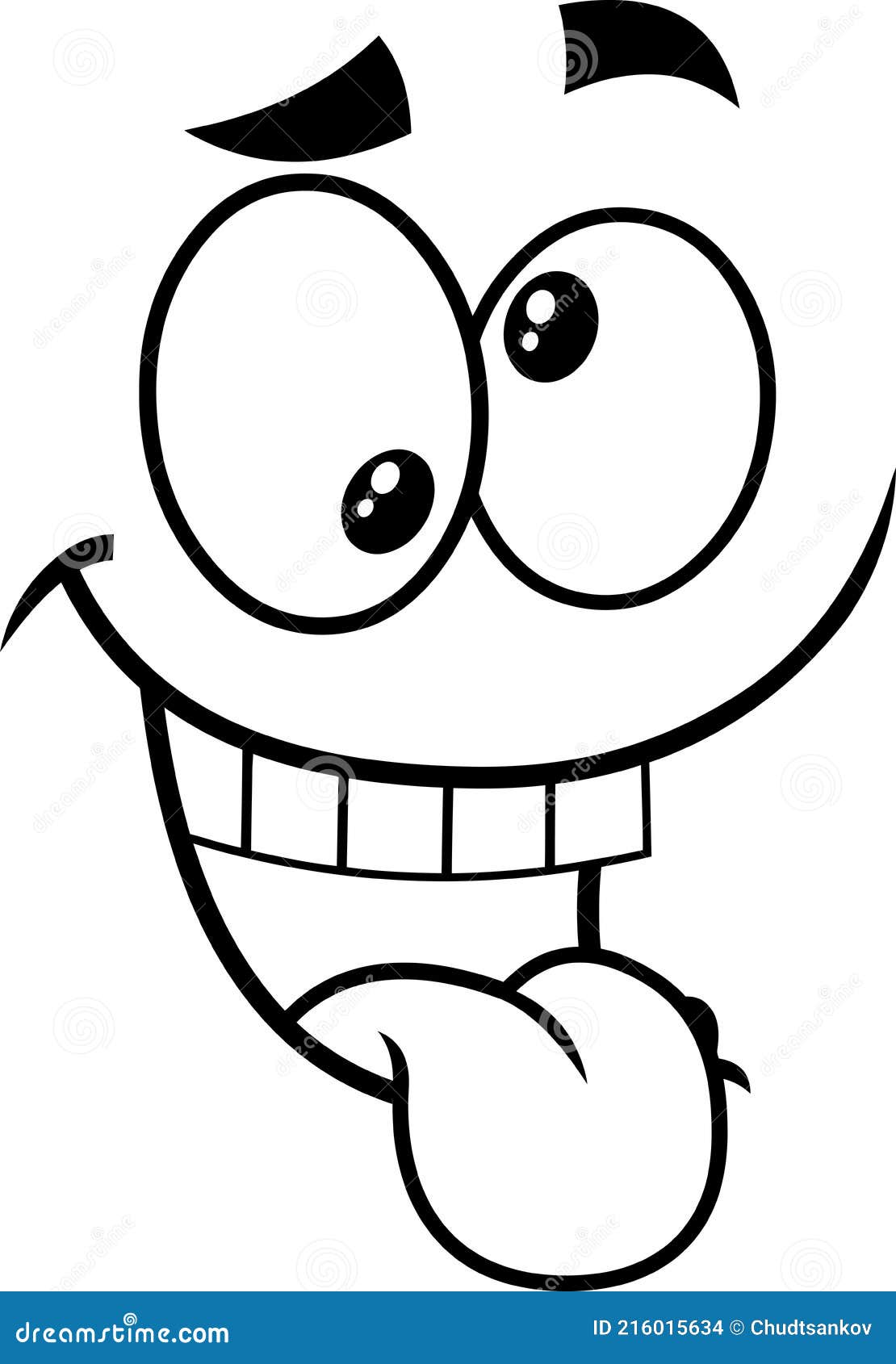 Outlined Happy Cartoon Funny Face With Smiling Expression Stock Vector Illustration Of Drawn