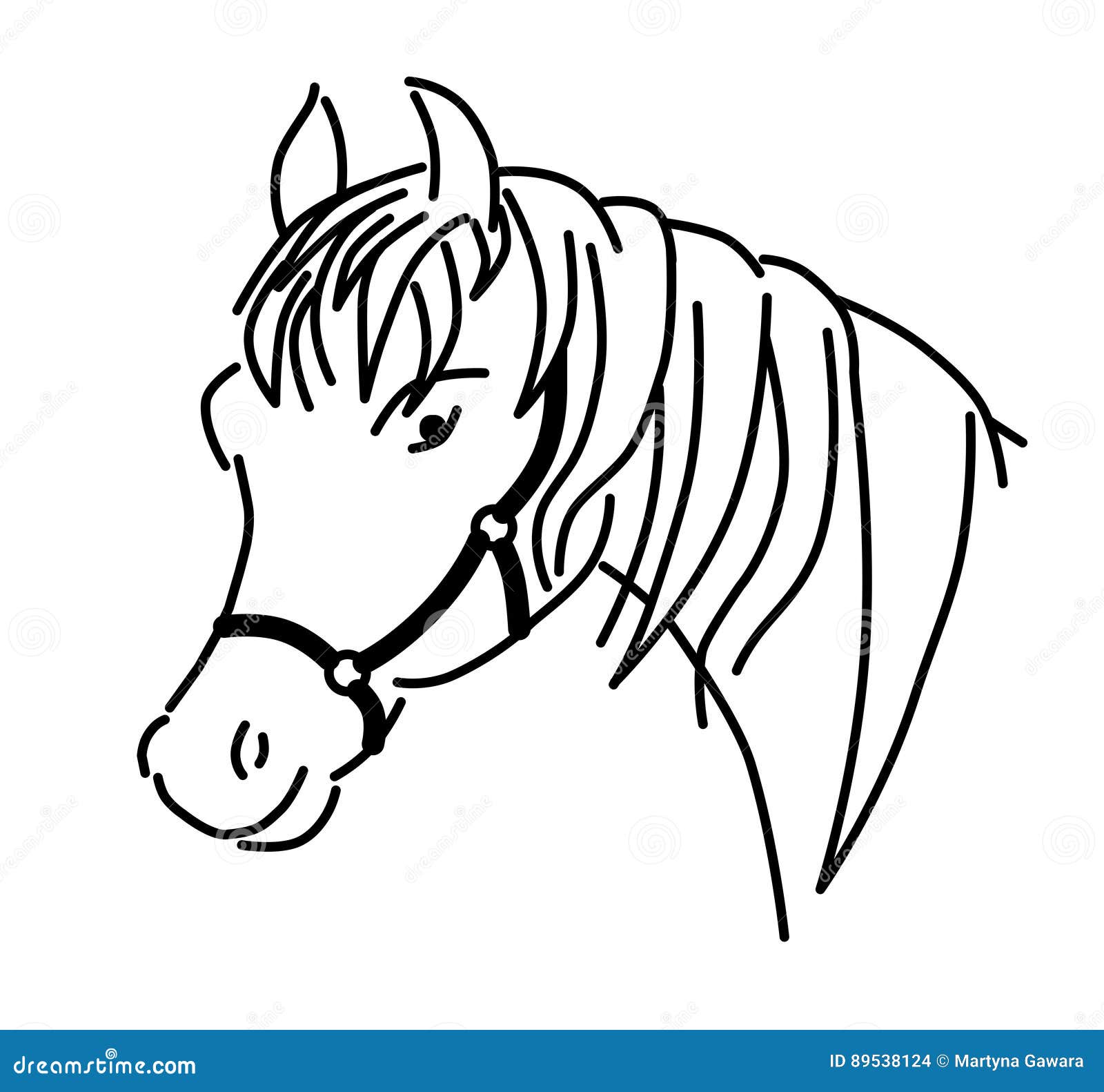 Outlined Horse Cartoon Mascot Character Over A Blank Wooden Sign Board ...