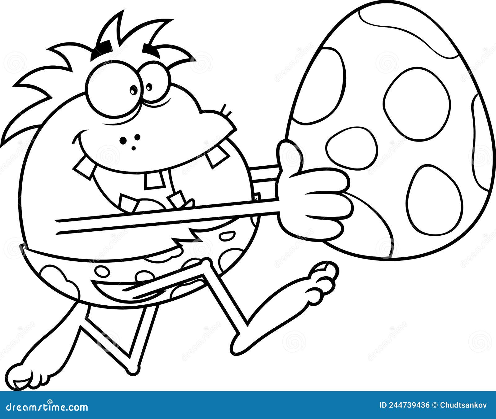 Outlined Hungry Caveman Cartoon Character Running with Big Egg Stock ... Outlined Hungry Caveman Cartoon Character Running with Big Egg Stock ...