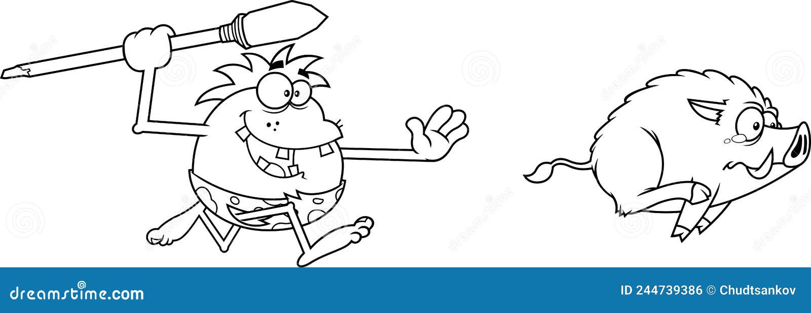 Outlined Hungry Caveman Hungry Caveman Hunting with a Spear Wild Boar ... Outlined Hungry Caveman Hungry Caveman Hunting with a Spear Wild Boar ...