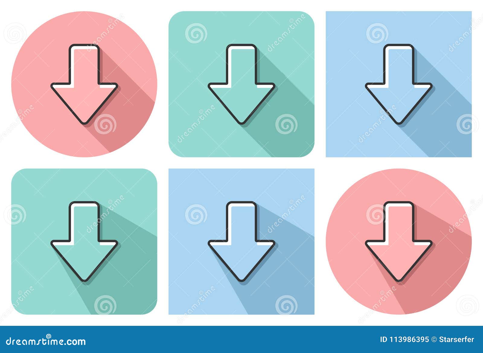 Outlined Icon of Downward Direction Arrow Stock Vector - Illustration ...