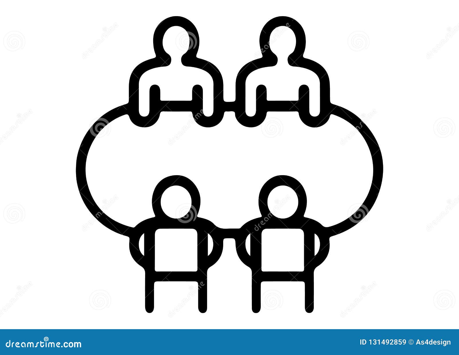 Outlined Icon: Players Sitting Behind the Table Stock Vector ...