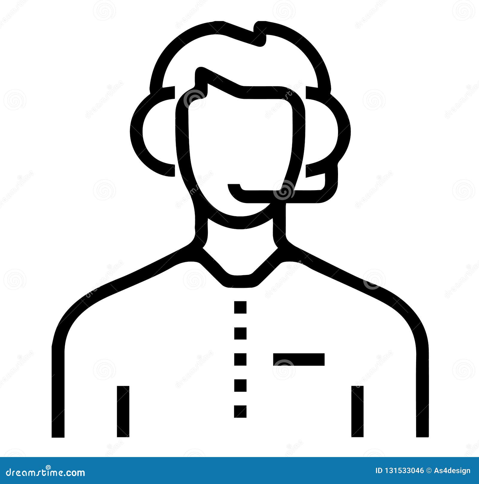 Outlined Icon: Support Agent Avatar Stock Vector - Illustration of male ...