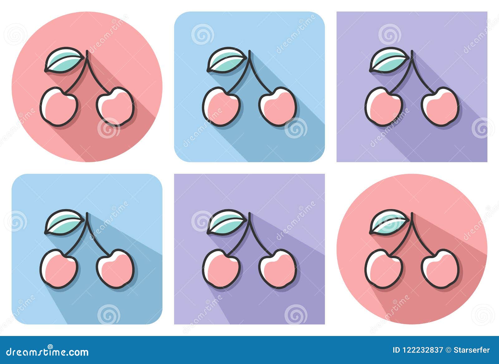 Two Red Cherries Outlined In Dark Outline Hand Drawing Clip Art. Paired ...