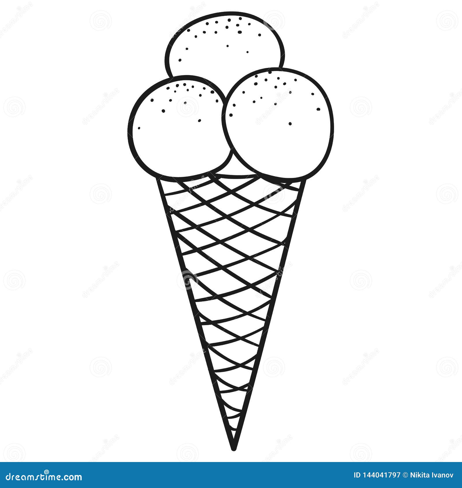 Outlined Illustration of an Ice Cream Corn Stock Vector - Illustration ...