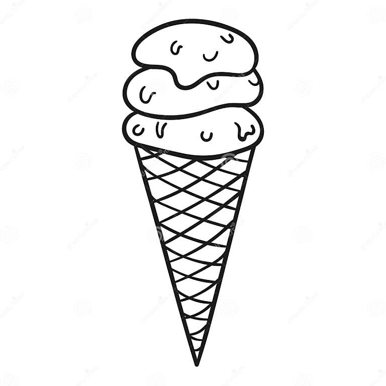 Outlined Illustration of an Ice Cream Corn Stock Vector - Illustration ...
