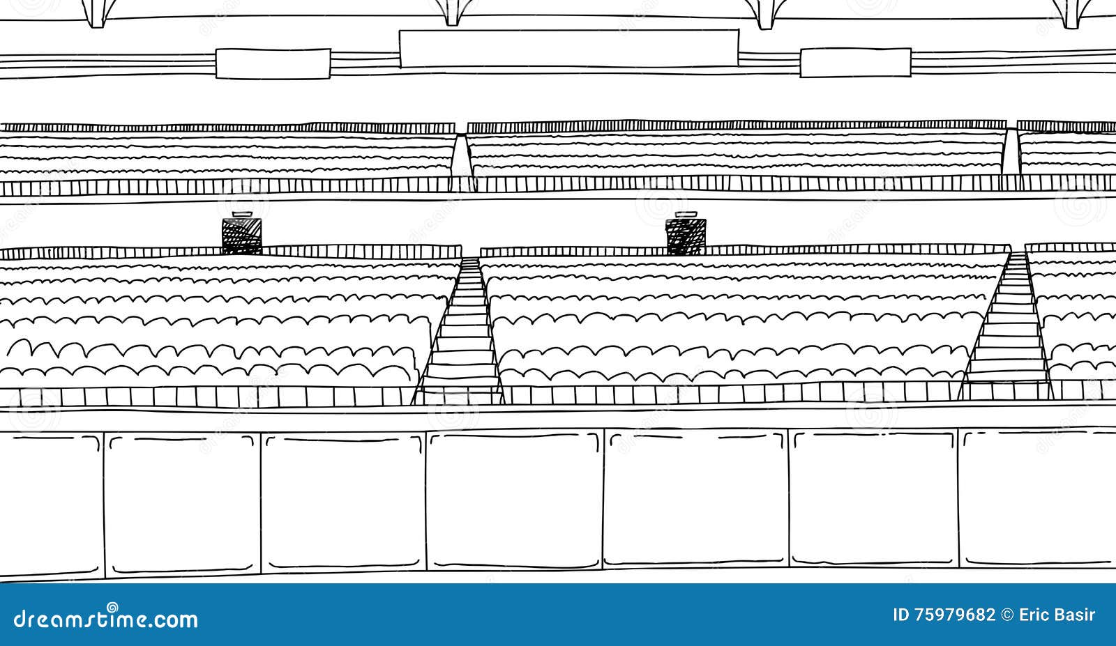 Outlined Large Empty Stadium with Scoreboard Stock Illustration ...