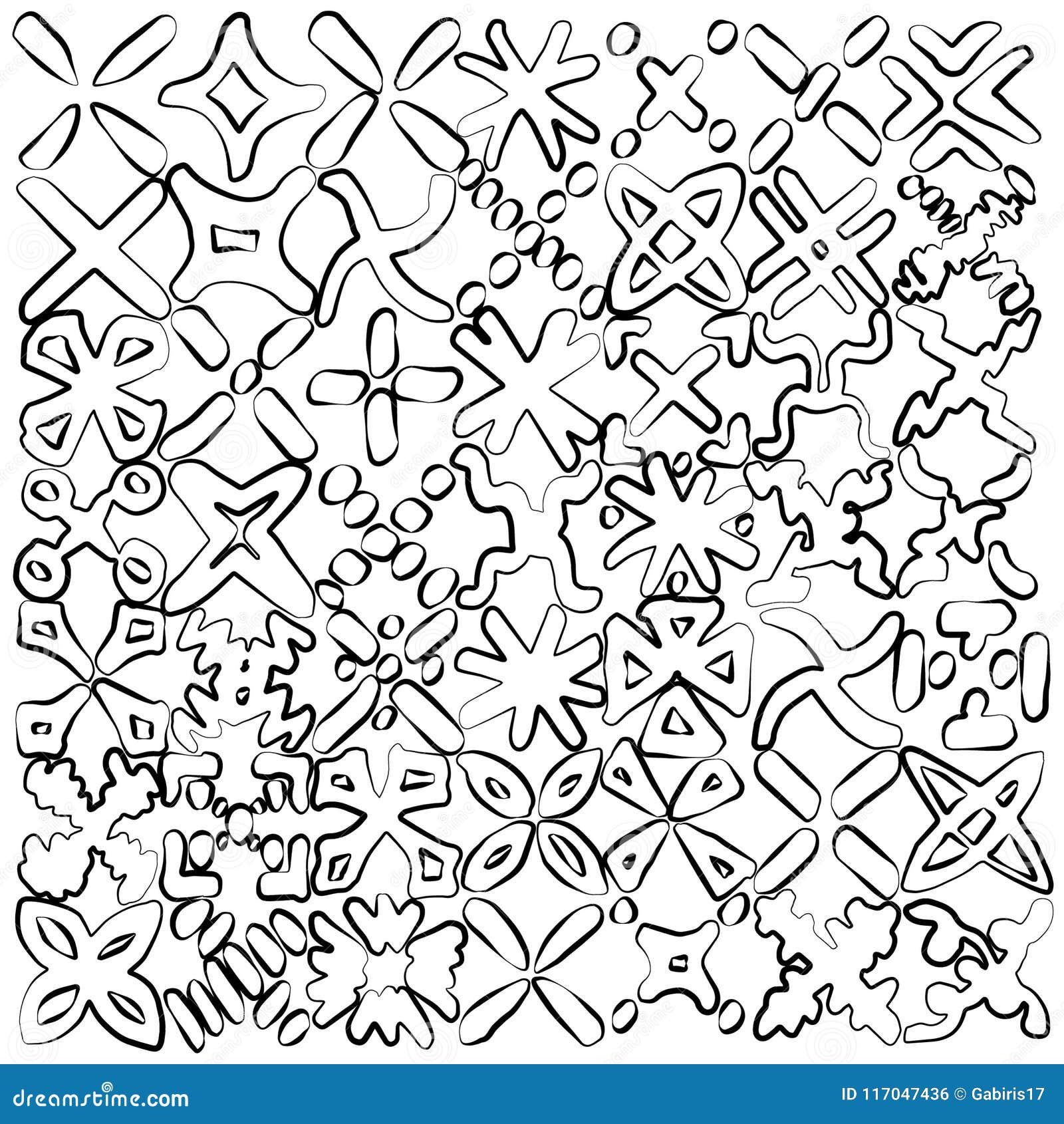 Outlined X Marks Grid, Made Up of Hand Drawn Marker Signs Stock ...