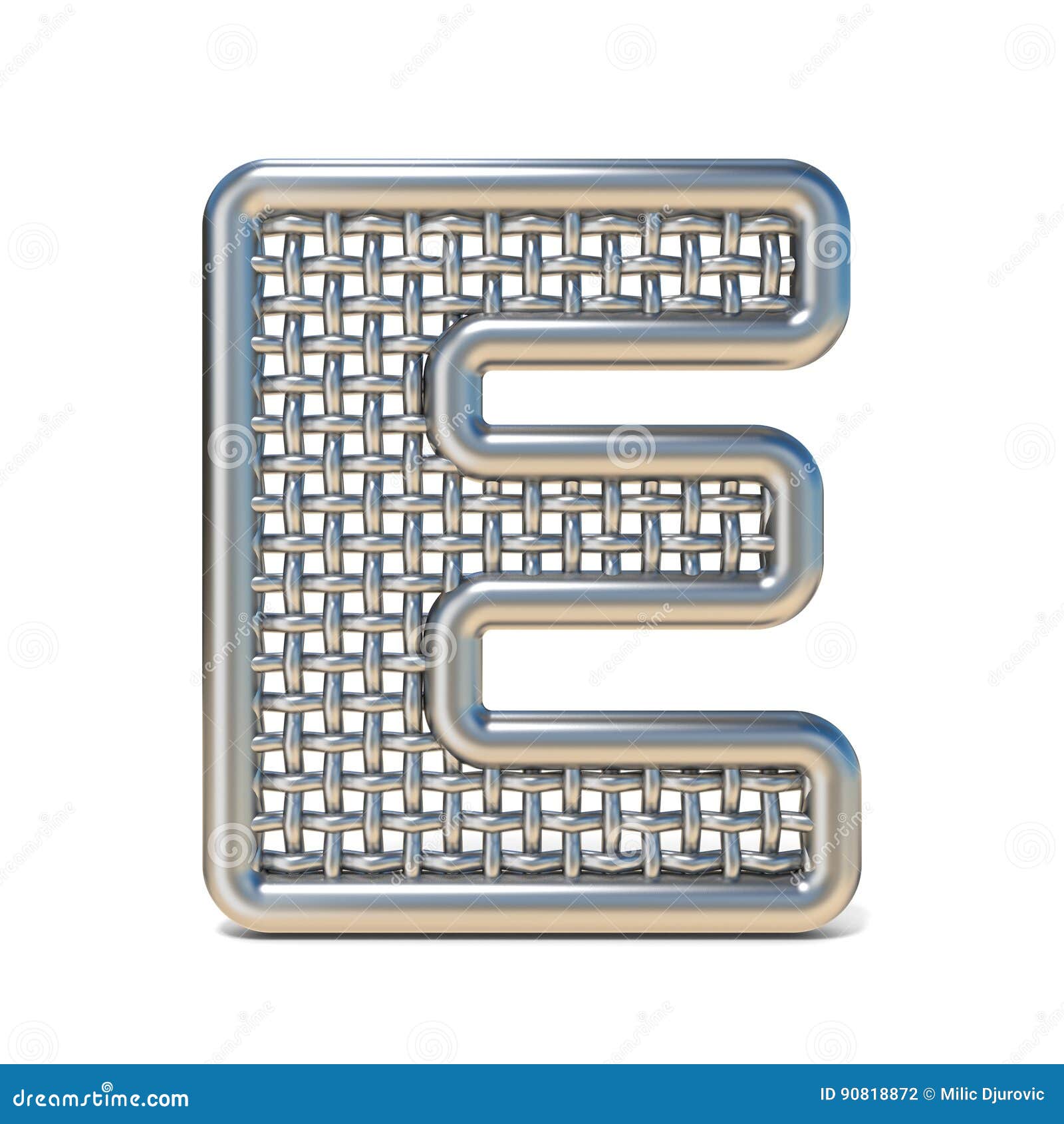 Outlined Metal Wire Mesh Font LETTER E 3D Stock Illustration ...
